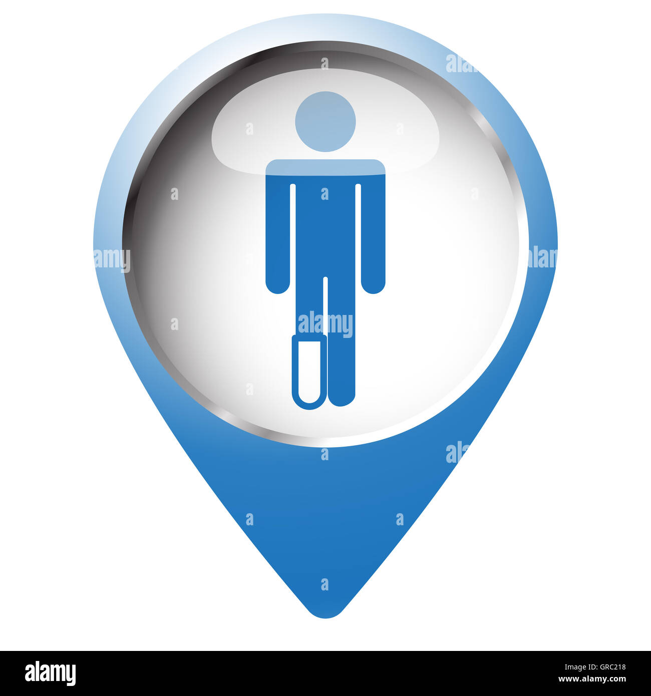 Map pin symbol with Foot icon. Blue symbol on white background Stock ...