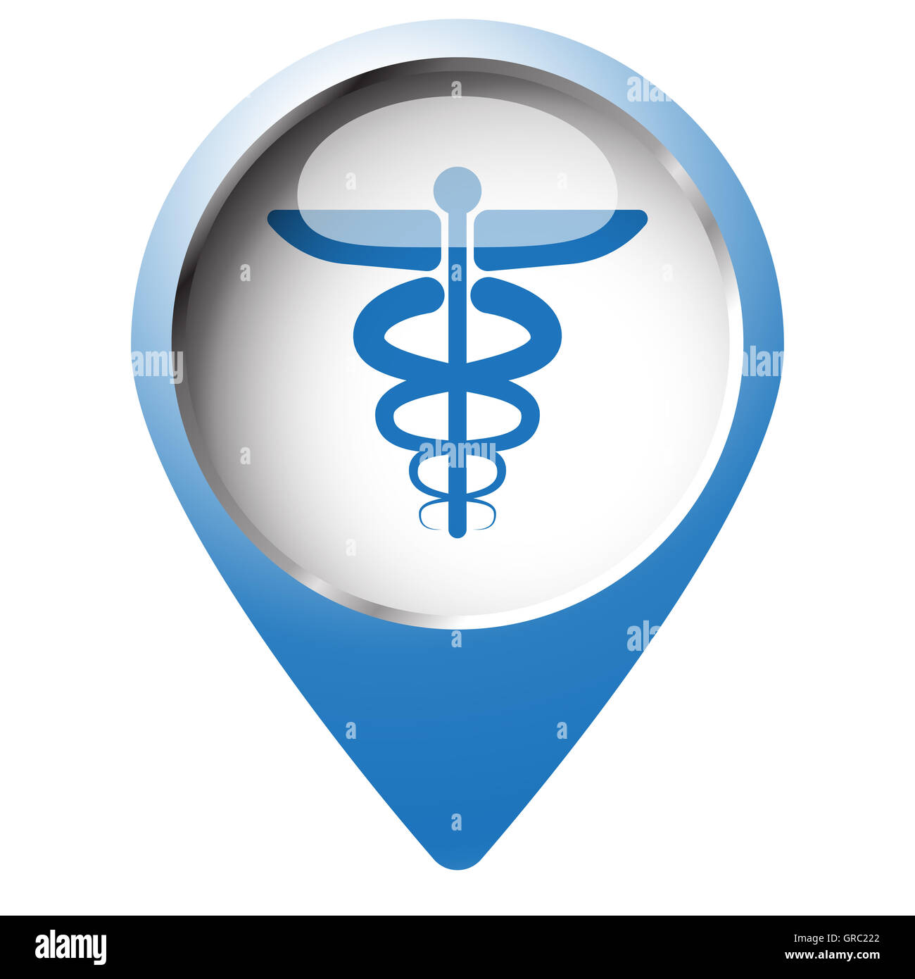 Map pin symbol with Medical Symbol icon. Blue symbol on white ...