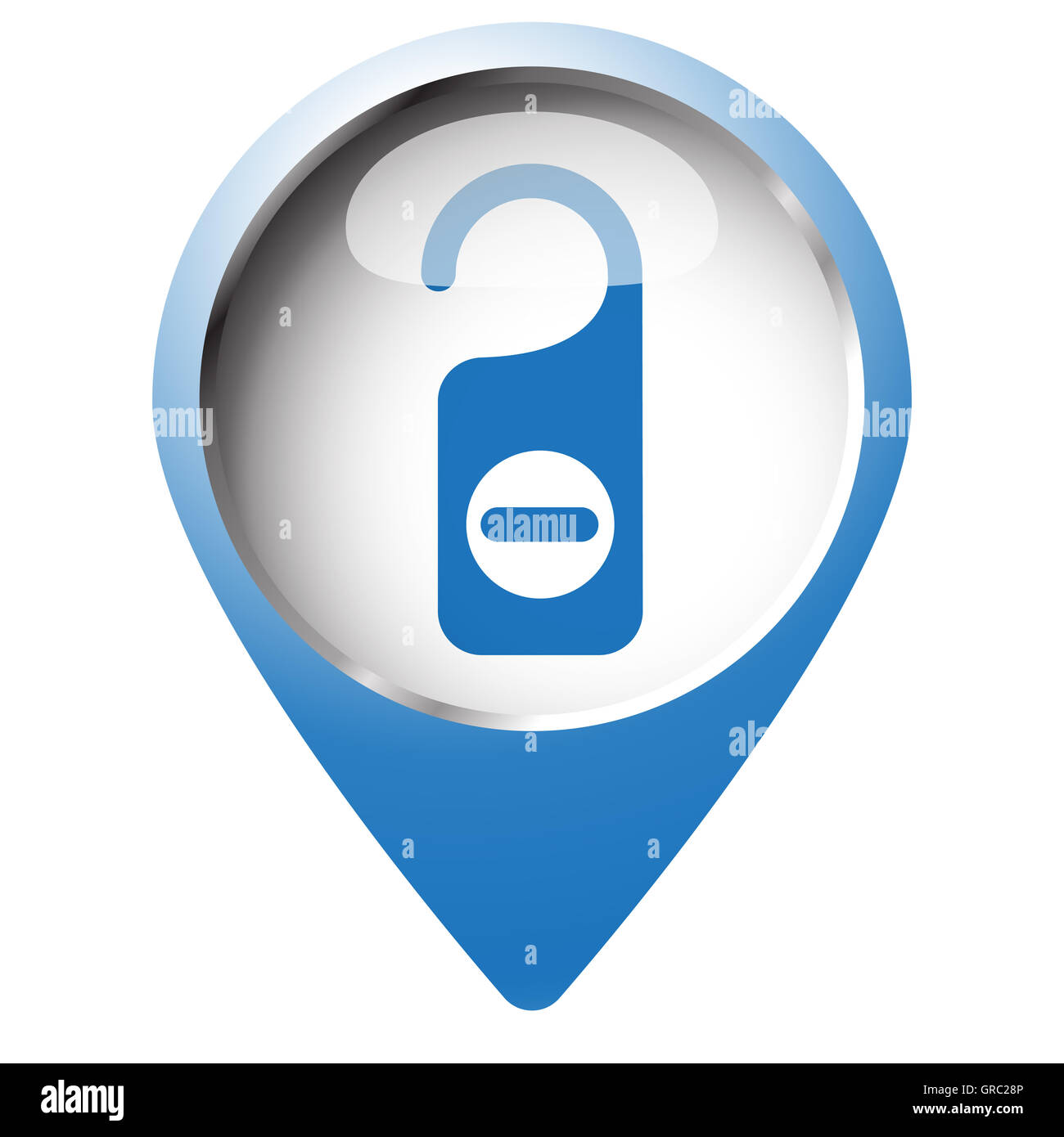 Map pin symbol with Hotel Hanger icon. Blue symbol on white background ...