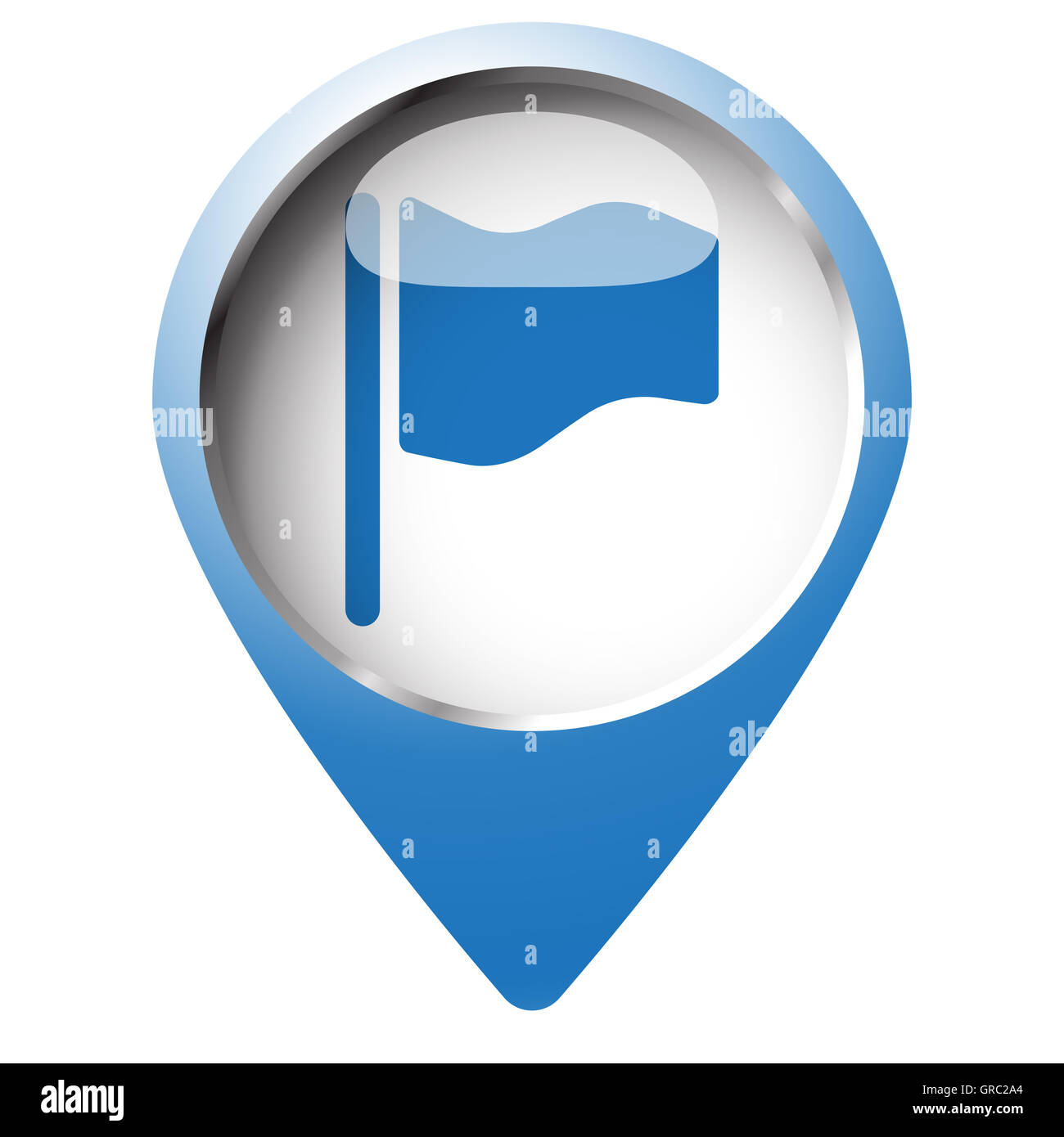 Map pin symbol with Flag icon. Blue symbol on white background Stock ...