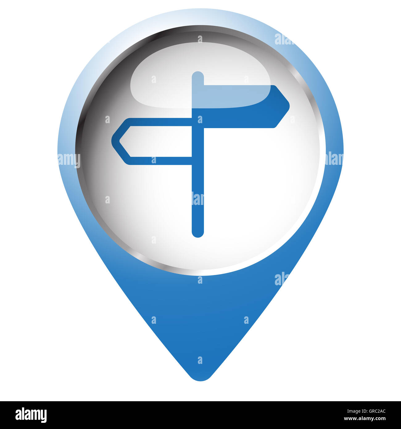 Map pin symbol with Road Signs icon. Blue symbol on white background ...