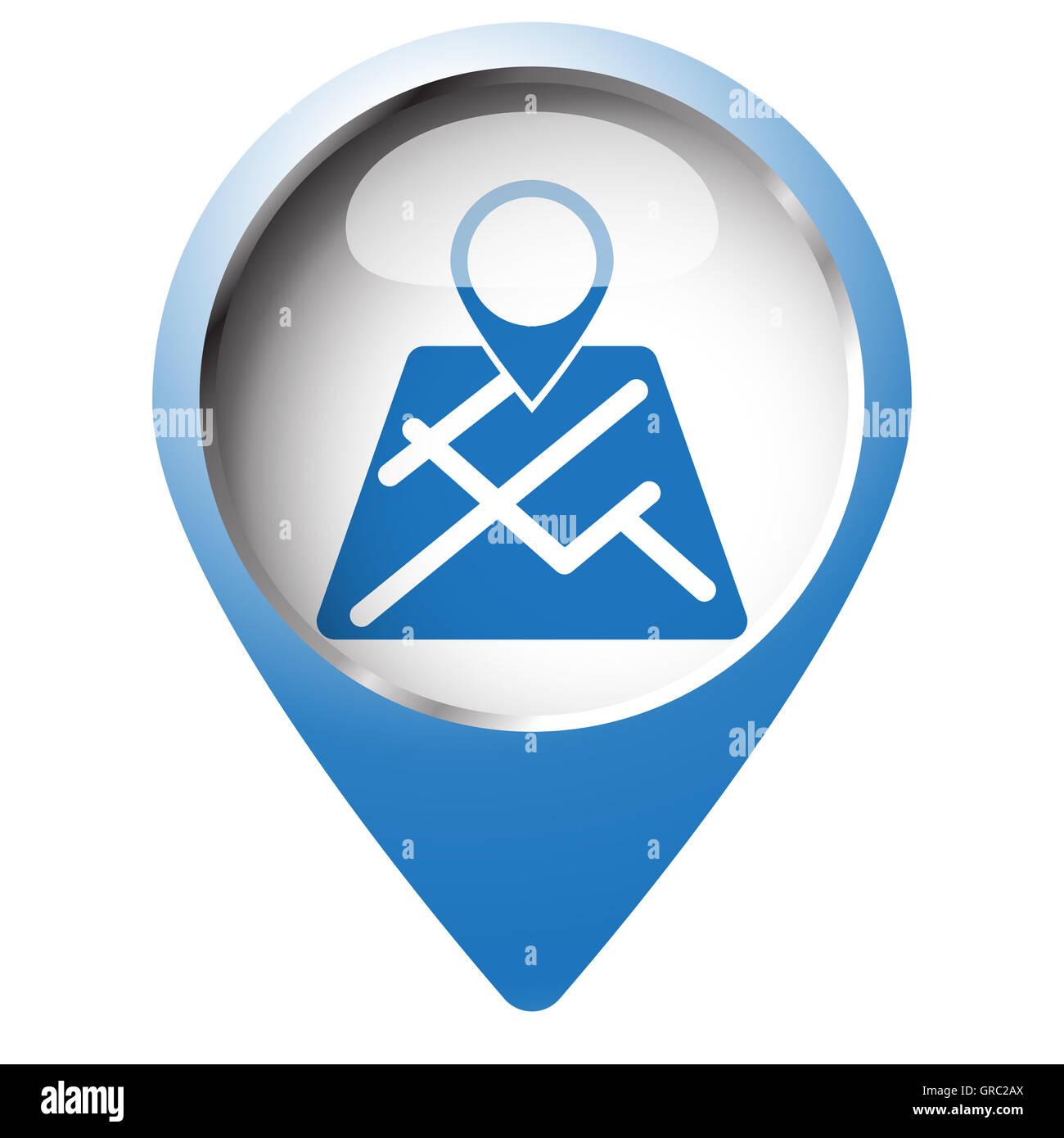 Map pin symbol with Map Pointer icon. Blue symbol on white background ...