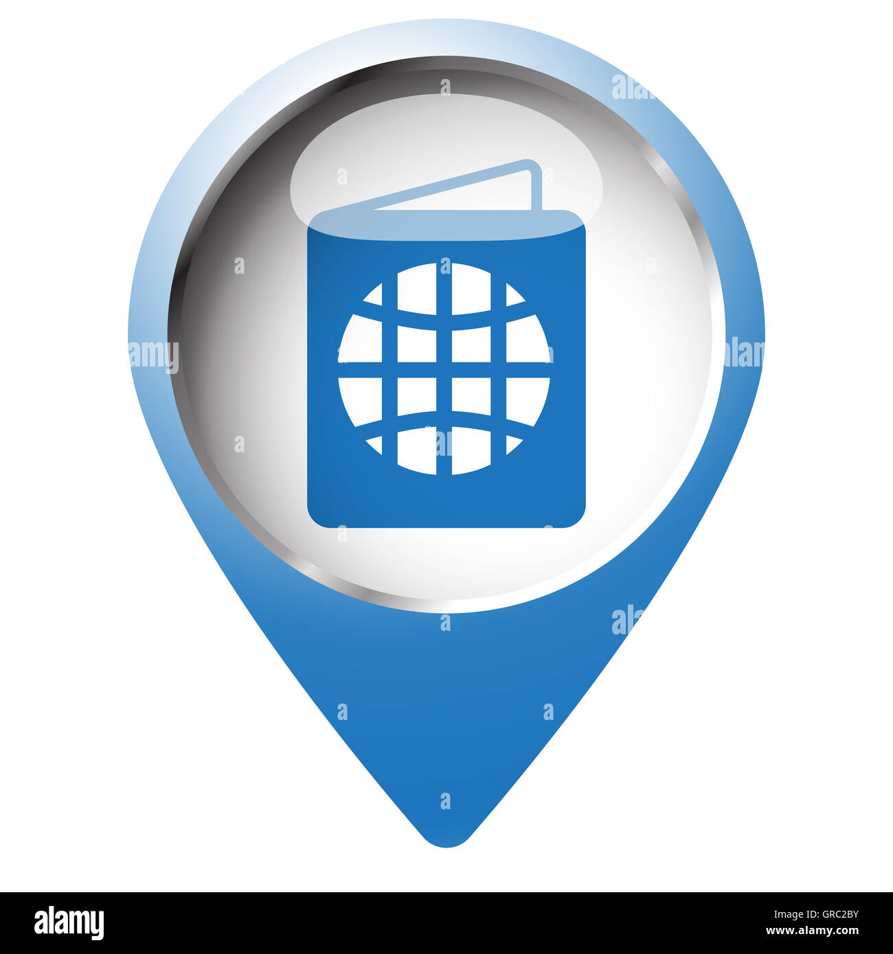 Map pin symbol with Passport icon. Blue symbol on white background ...