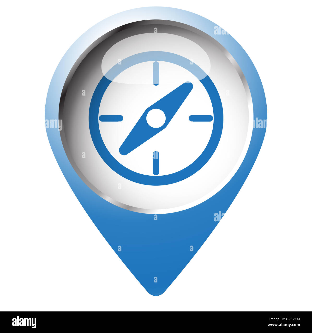 Map pin symbol with Compass icon. Blue symbol on white background Stock ...