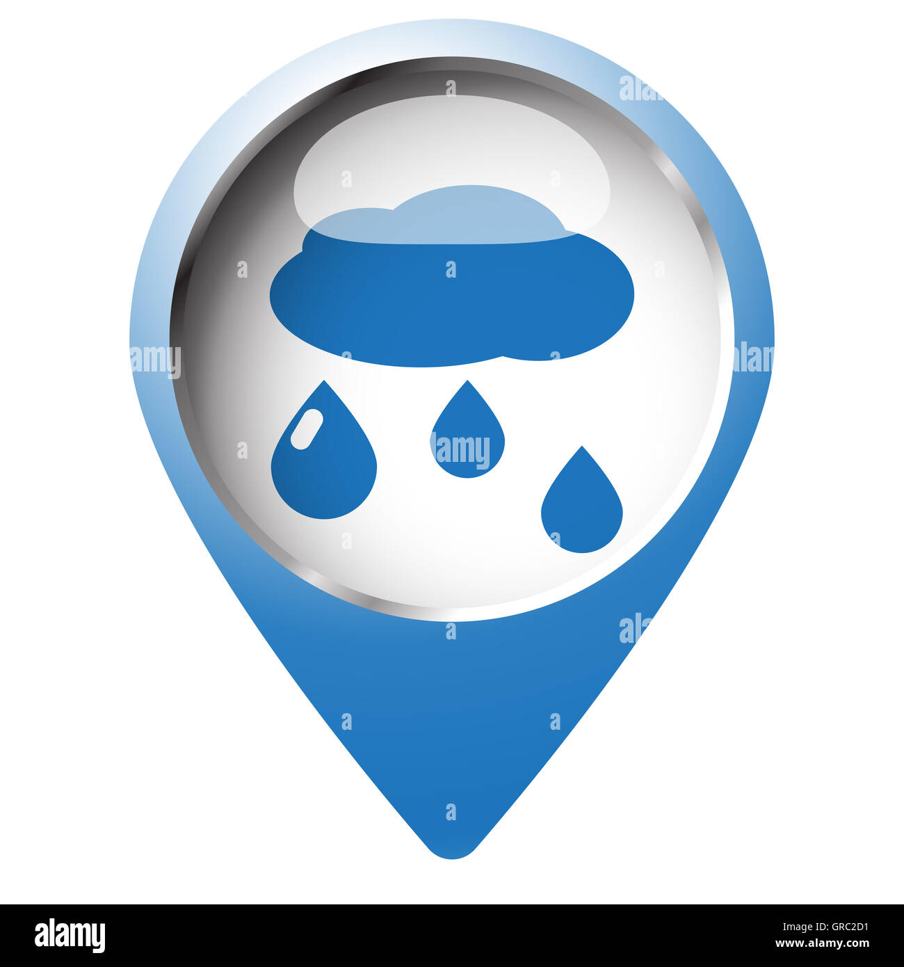 Map pin symbol with Rain icon. Blue symbol on white background Stock ...