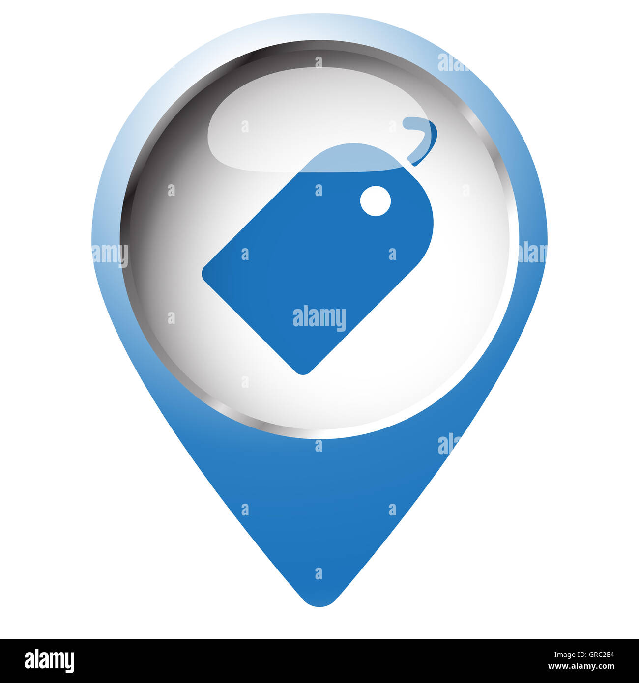 Map pin symbol with Tag icon. Blue symbol on white background Stock ...
