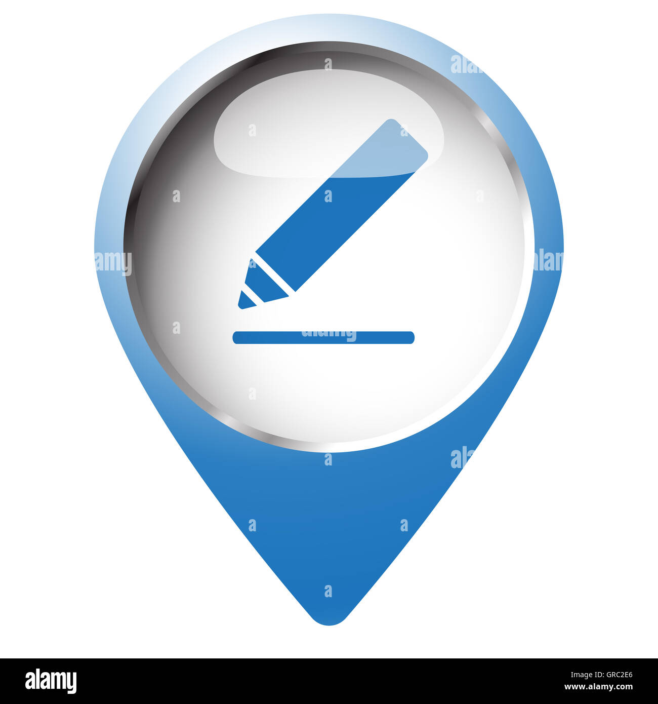 Map pin symbol with Sign Here icon. Blue symbol on white background ...