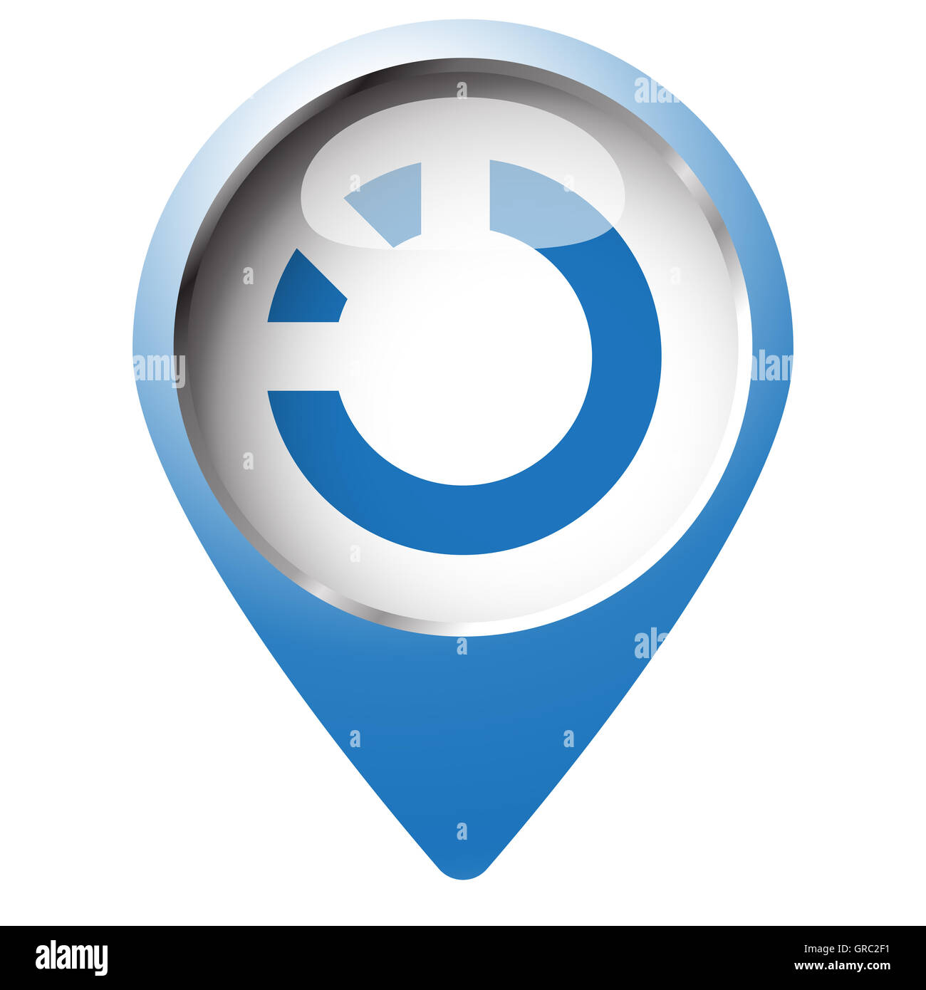 Map pin symbol with Loading icon. Blue symbol on white background Stock ...