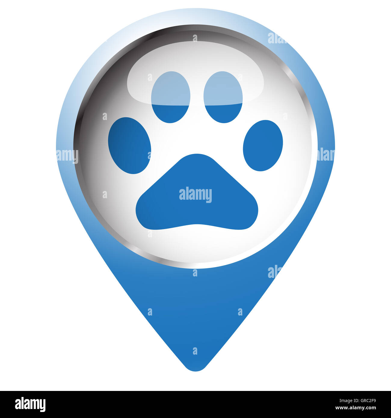 Map pin symbol with Paw Print icon. Blue symbol on white background ...