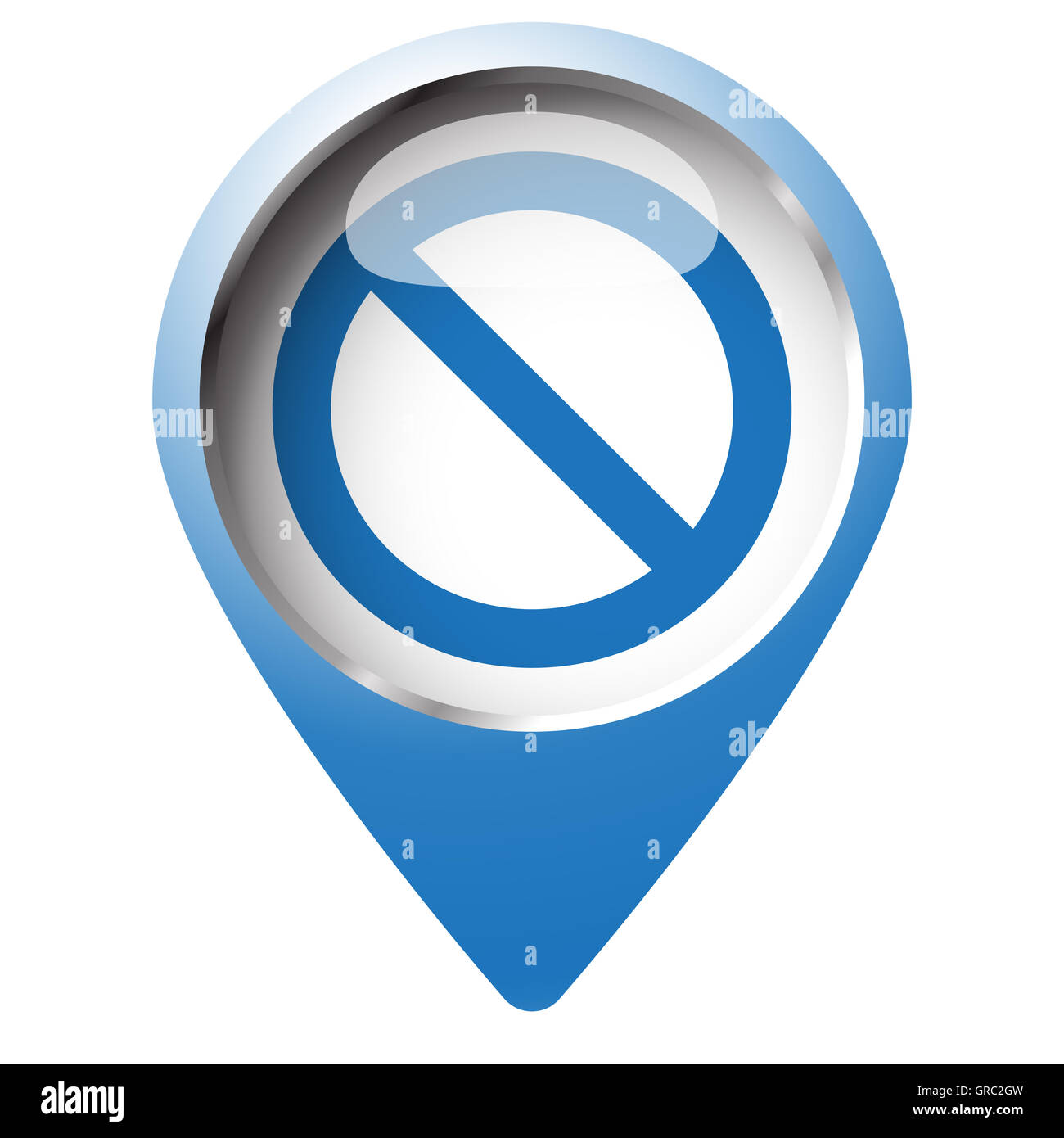 Map pin symbol with Forbidden icon. Blue symbol on white background ...