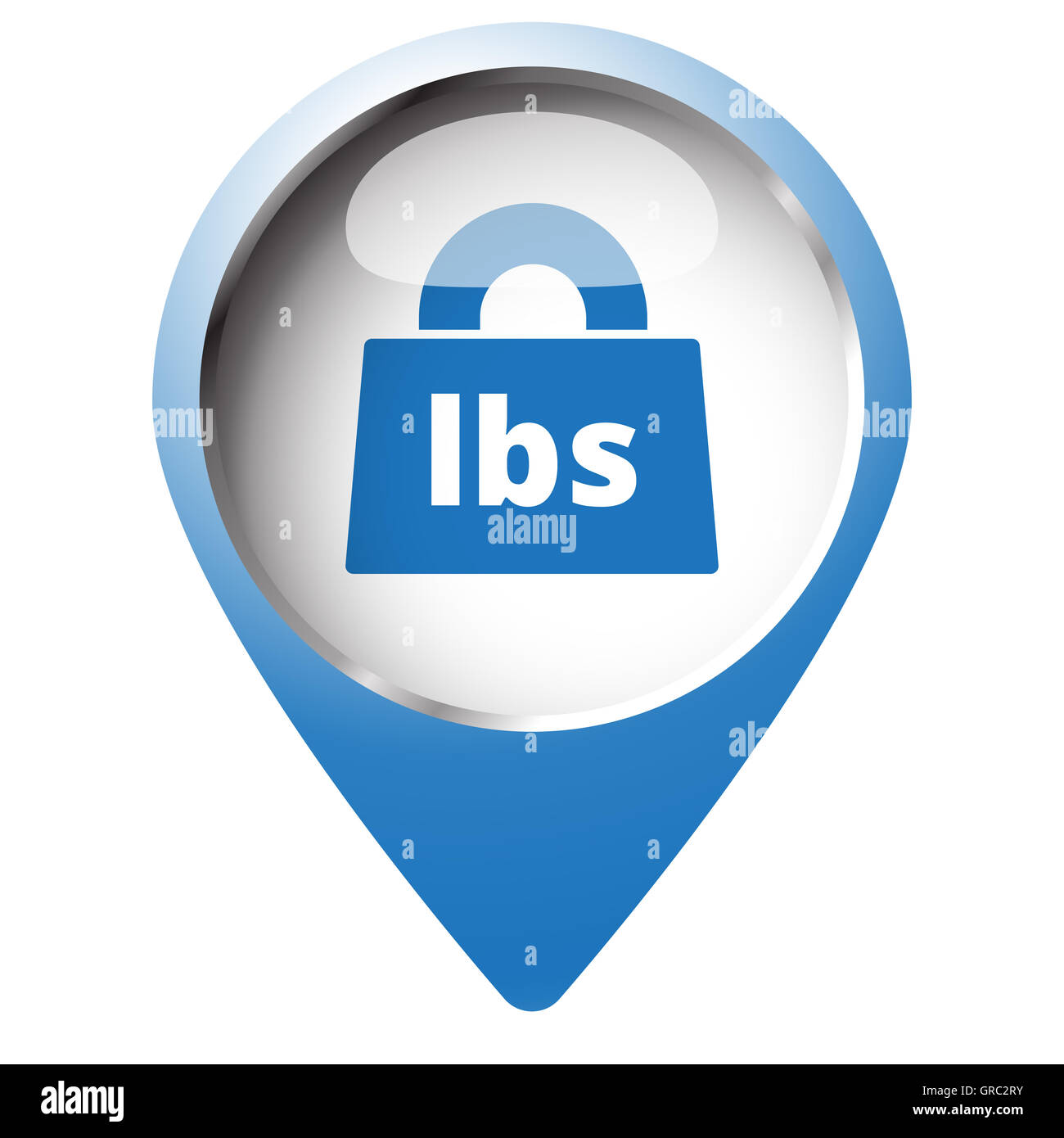 Map pin symbol with Weight Pounds icon. Blue symbol on white background ...
