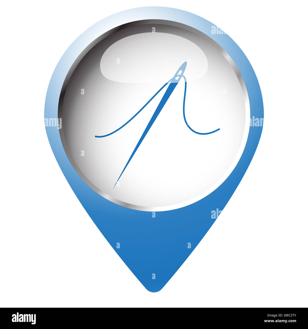 Map pin symbol with Needle icon. Blue symbol on white background Stock ...