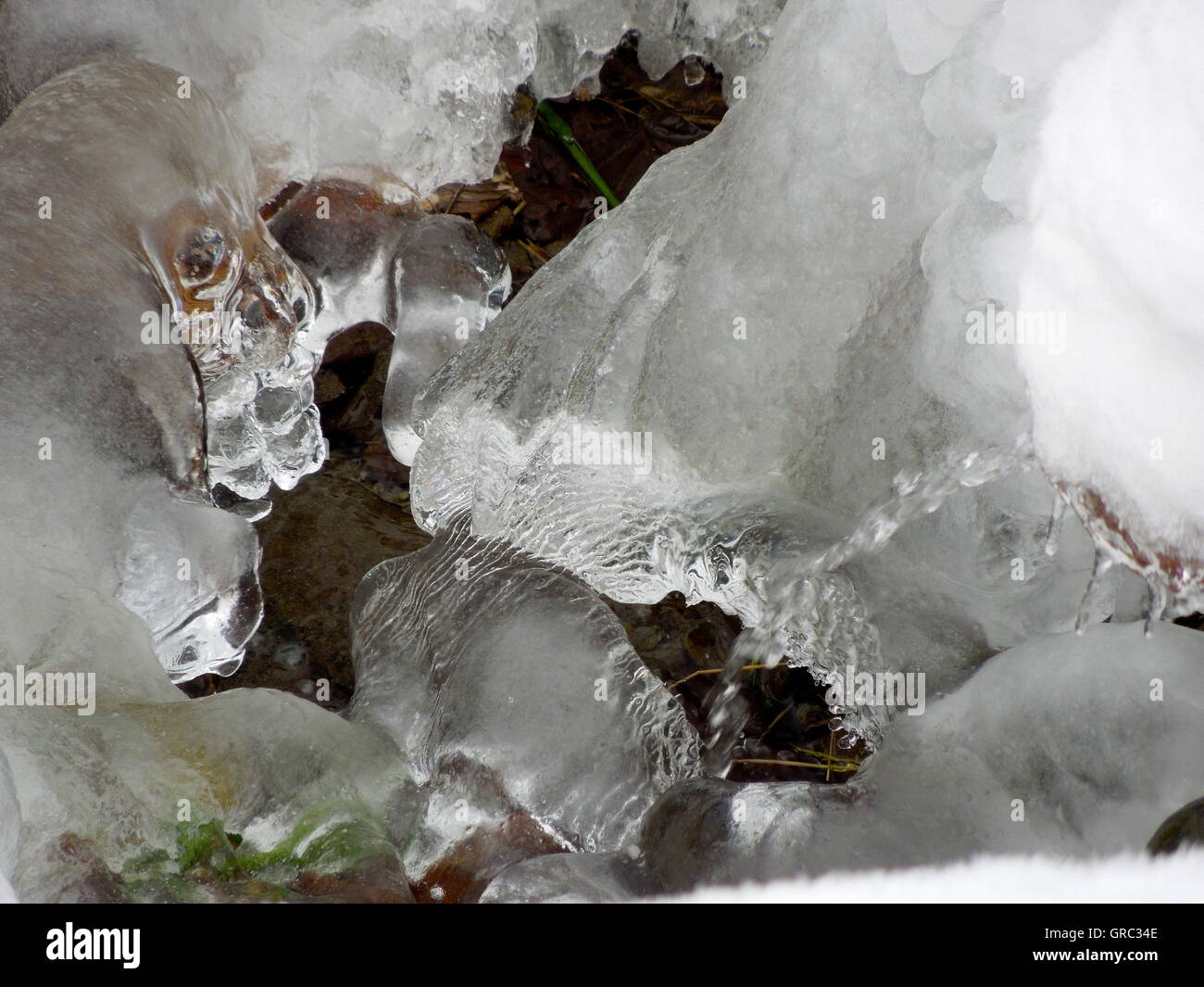 Ice On Brook In The Harz Mountains Stock Photo - Alamy