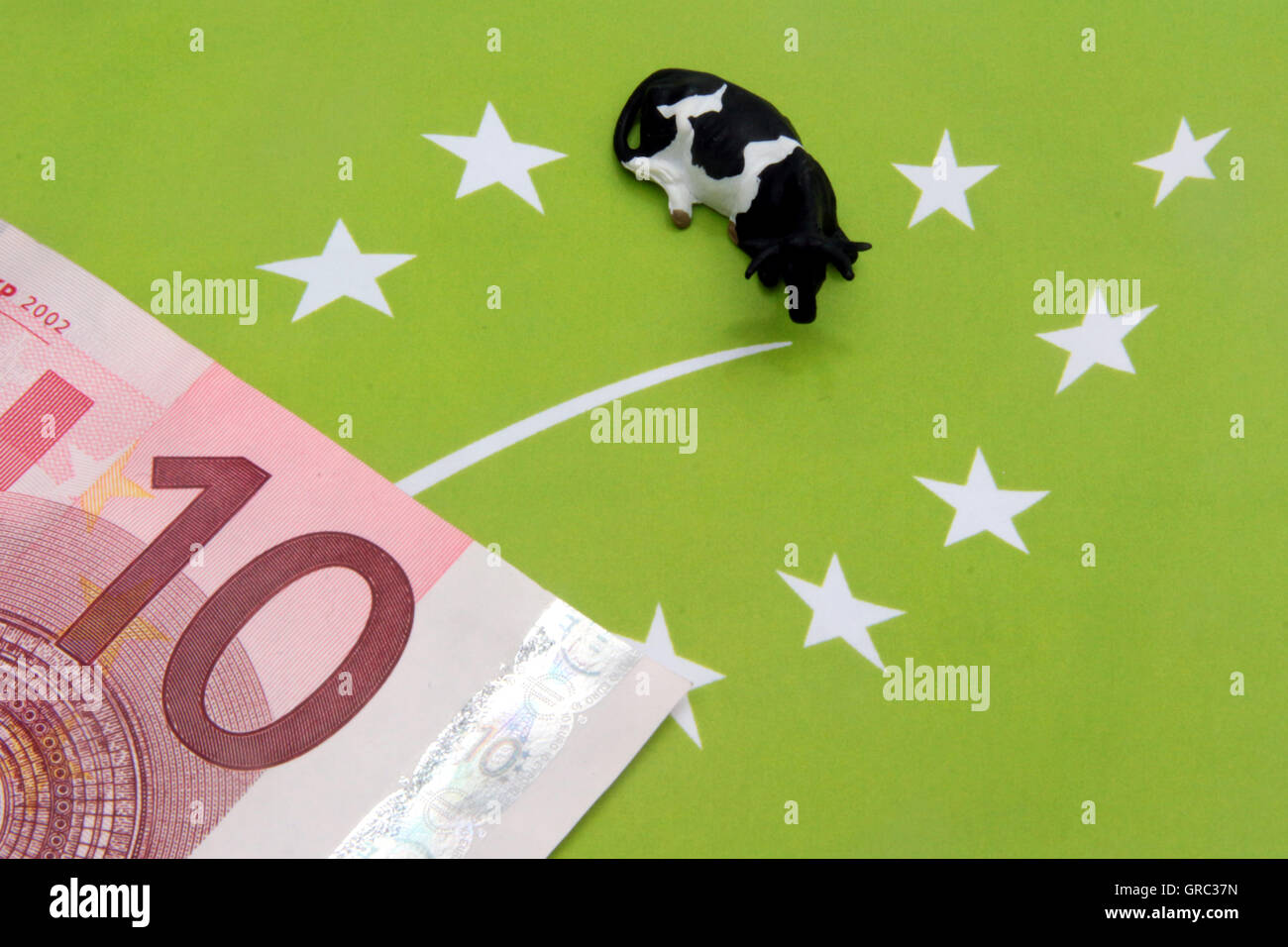 Cattle And Euro Bills On European Bio Symbol Stock Photo - Alamy