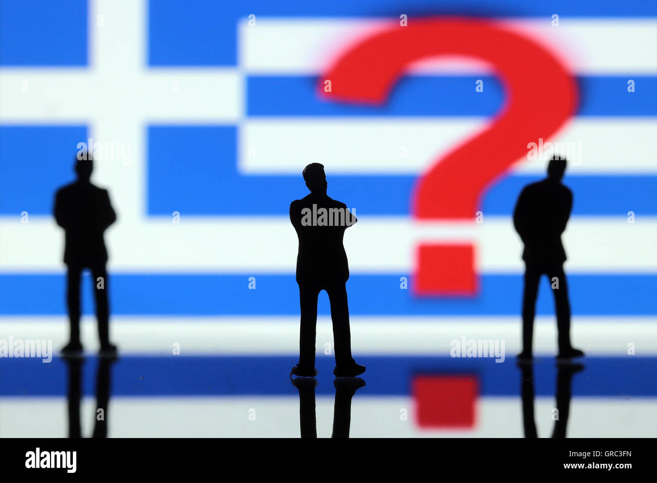 Manager With Question Mark And Greek Flag Stock Photo - Alamy
