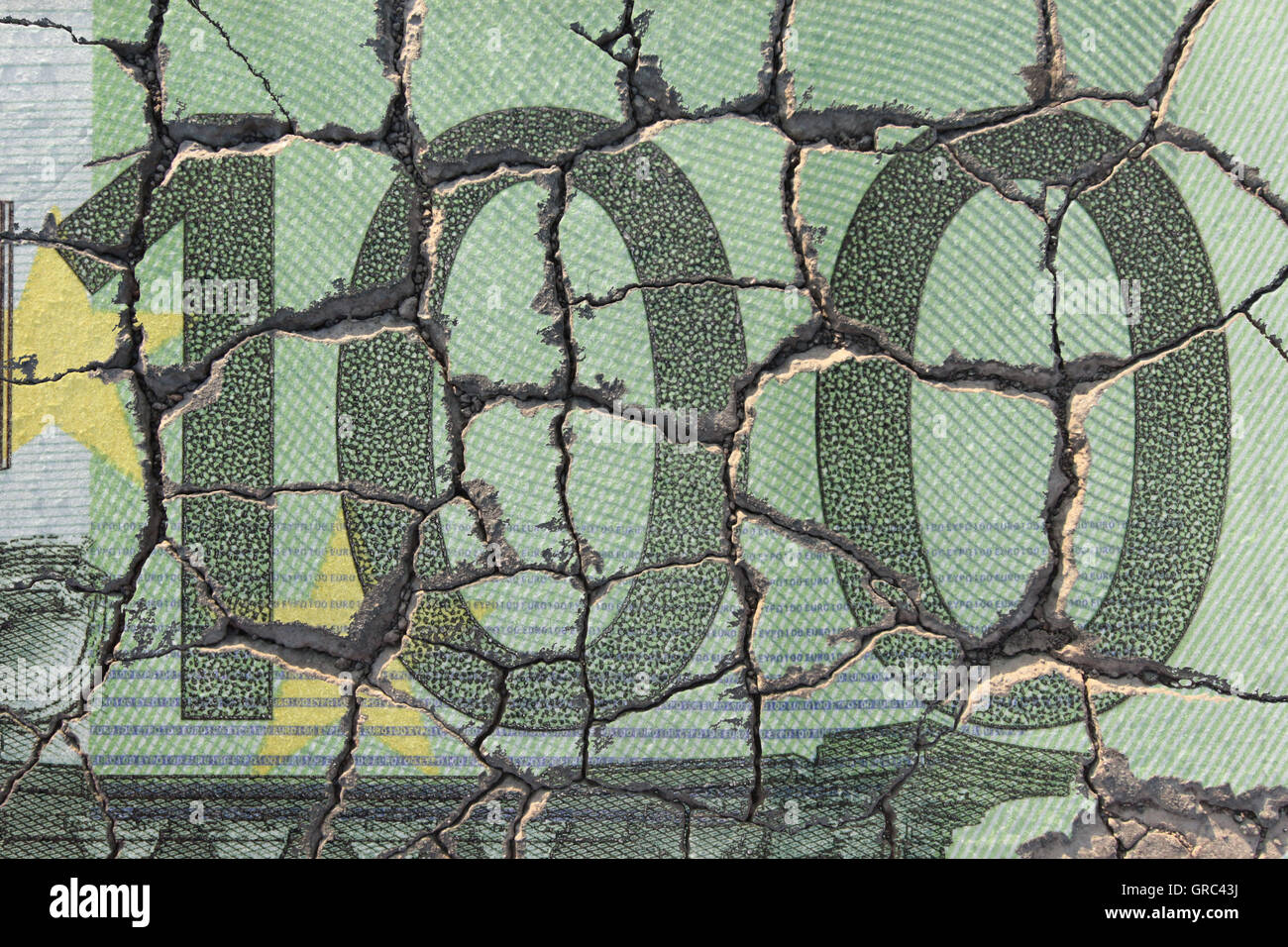 Euro Bill On Eroding Ground Stock Photo - Alamy
