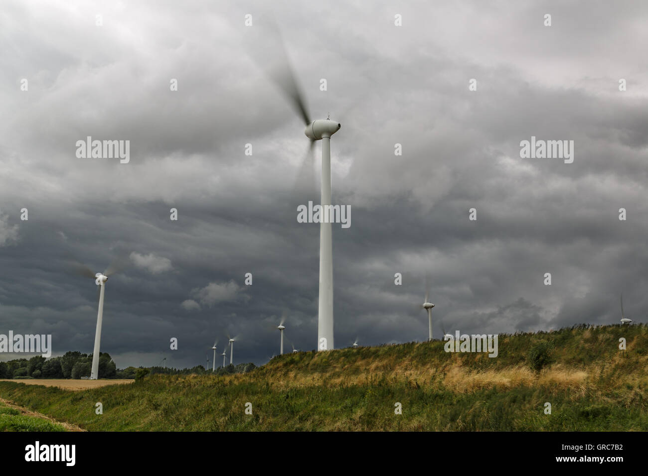 Wind Turbine In A Storm Stock Photo - Alamy