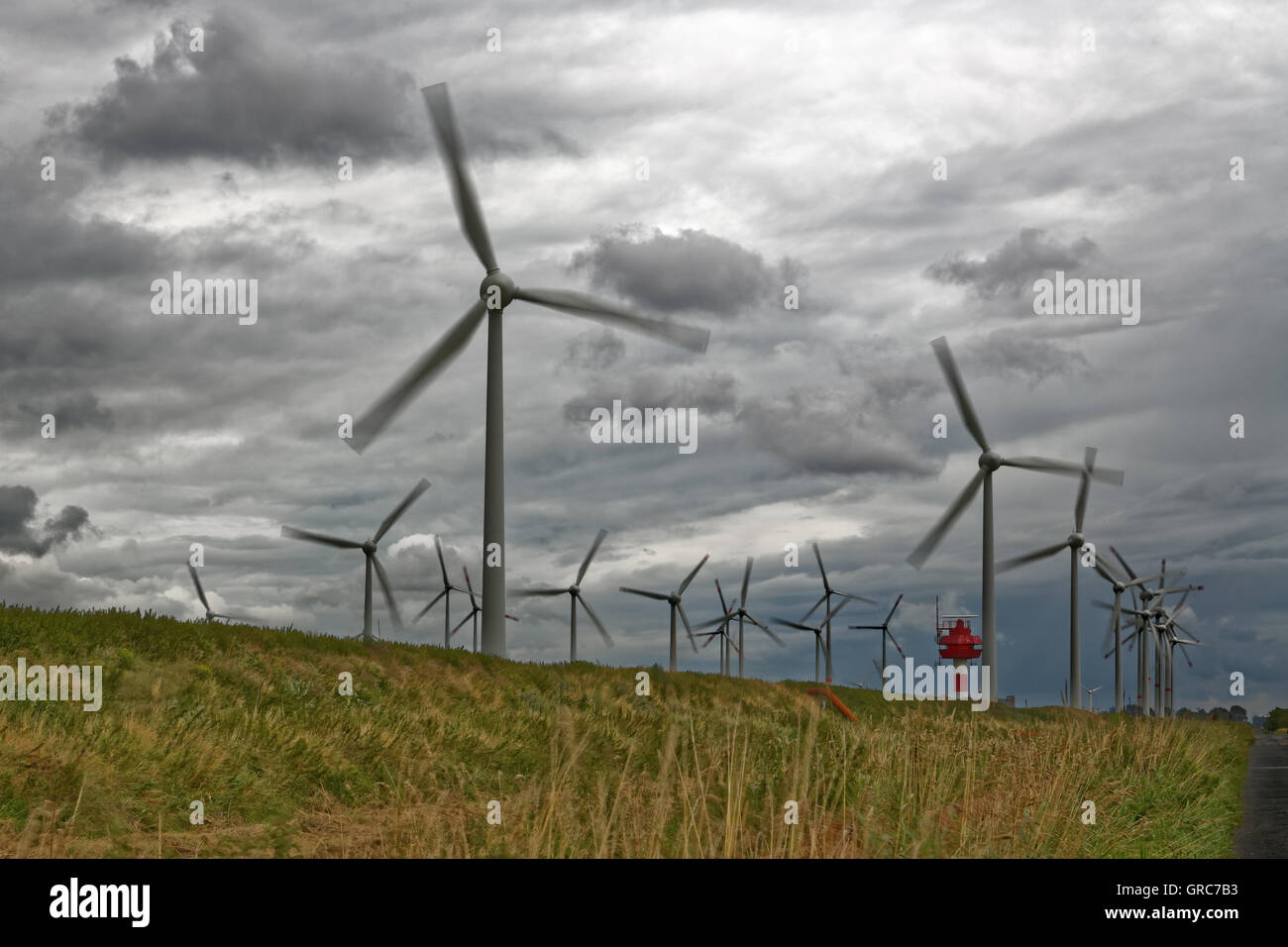 Wind Turbine In A Storm Stock Photo - Alamy