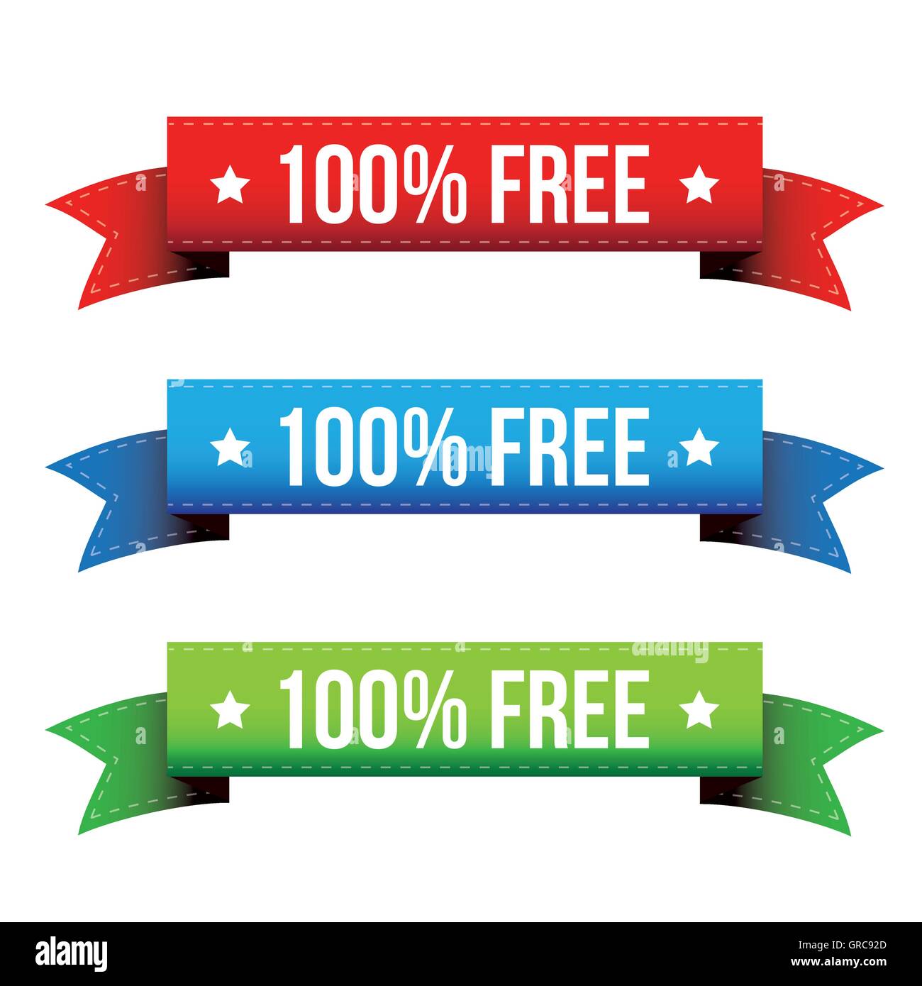 100 percent free ribbon set - red, blue, green Stock Vector Image & Art ...