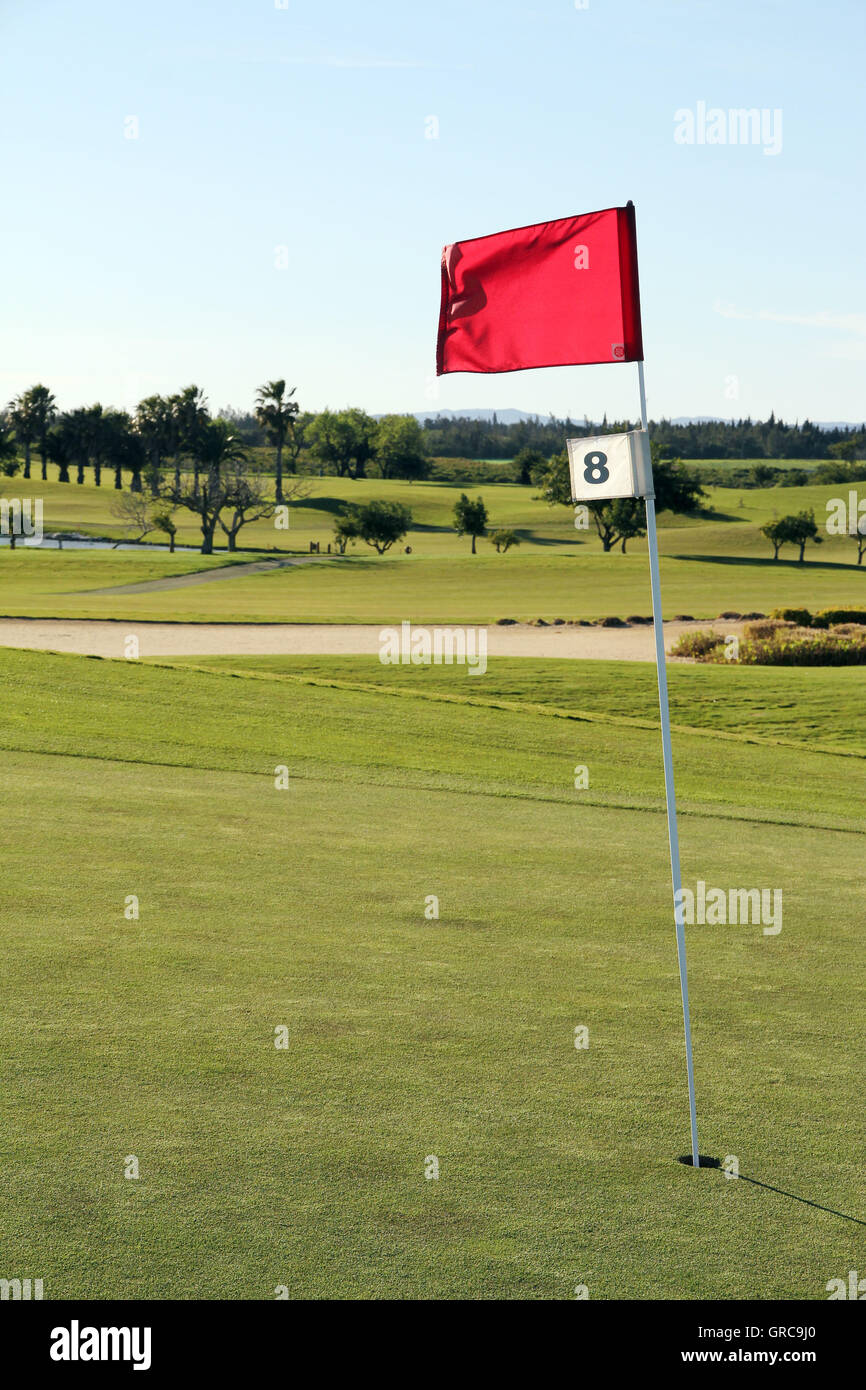 Flag At A Golf Course Stock Photo - Alamy