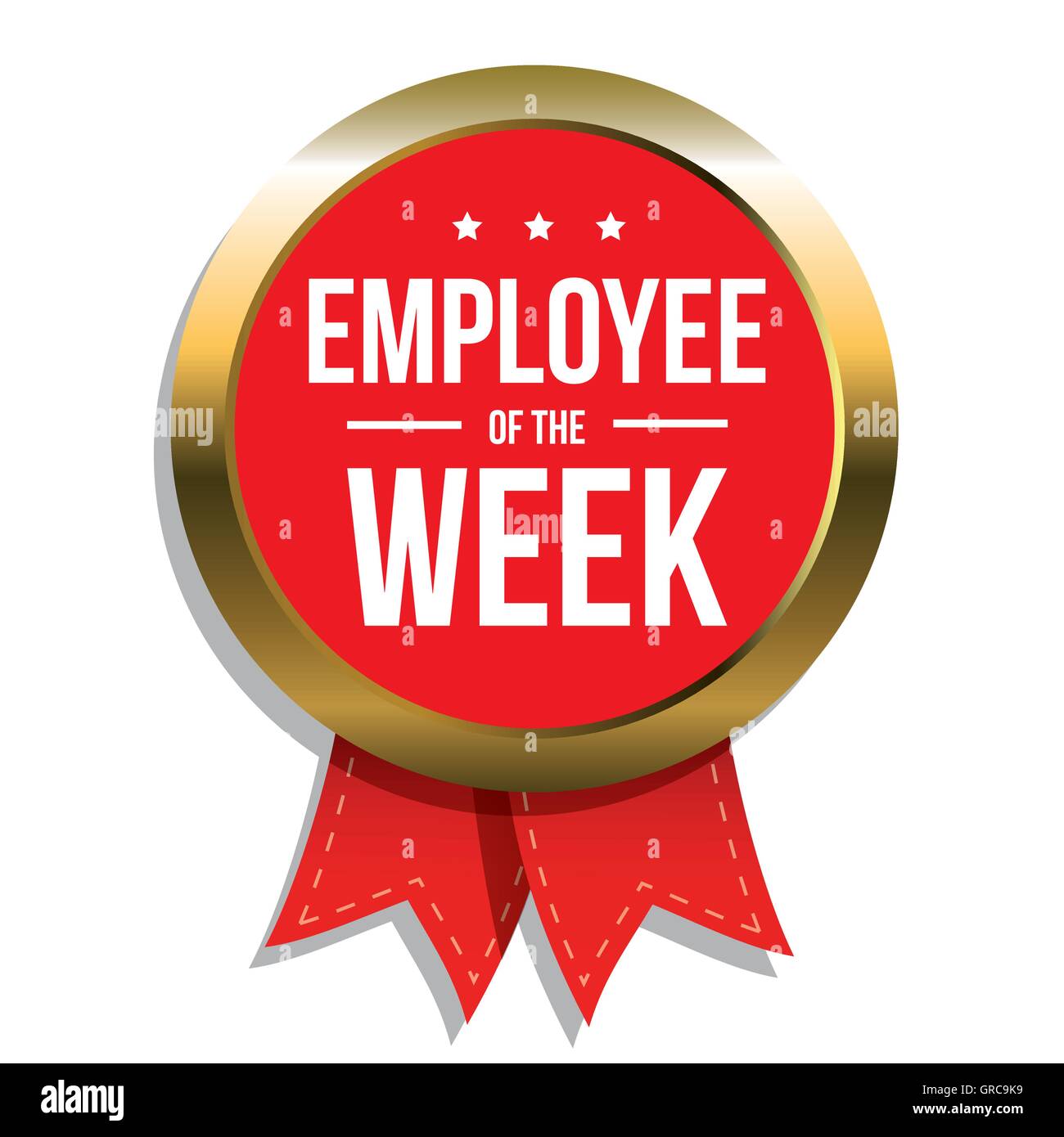 Employee of the week label or stamp with red ribbon Stock Vector Image ...