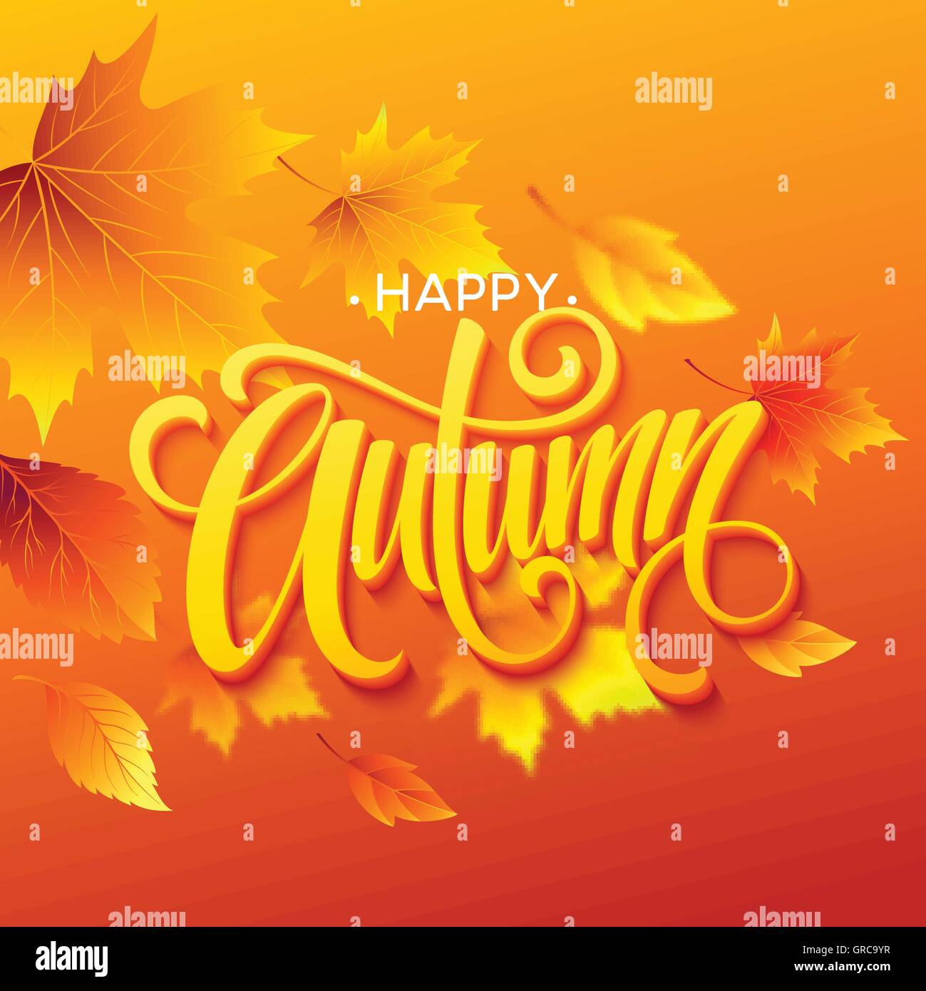 Autumn leaves background with calligraphy. Fall card or poster design ...