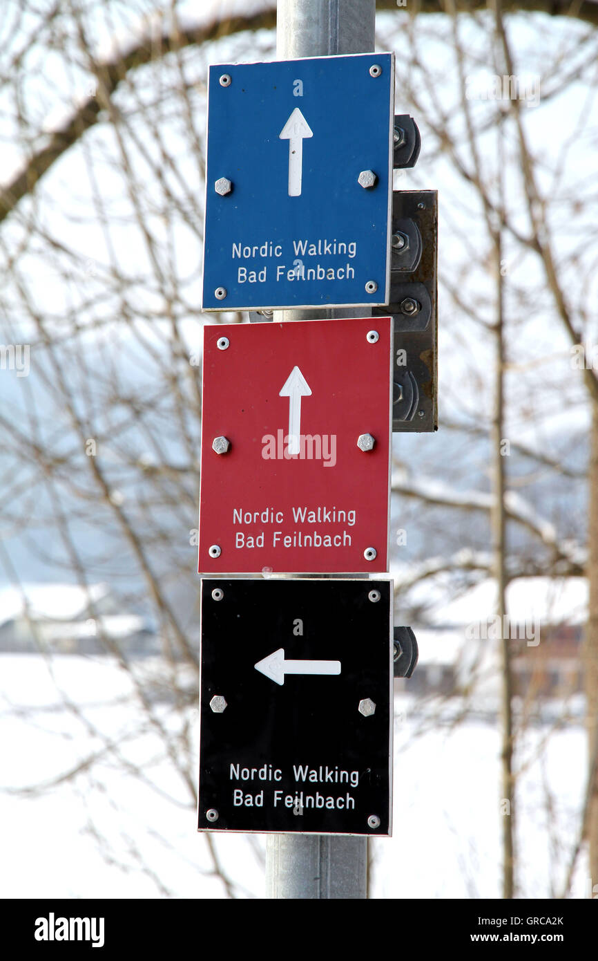 Signboard For Nordic Walking Stock Photo - Alamy