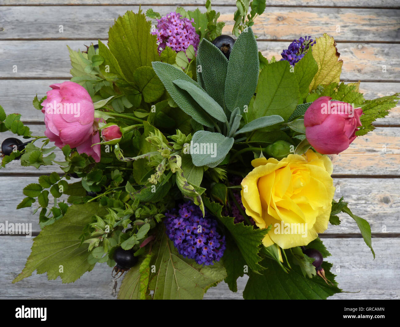 Summer Bouquet With Roses Stock Photo - Alamy