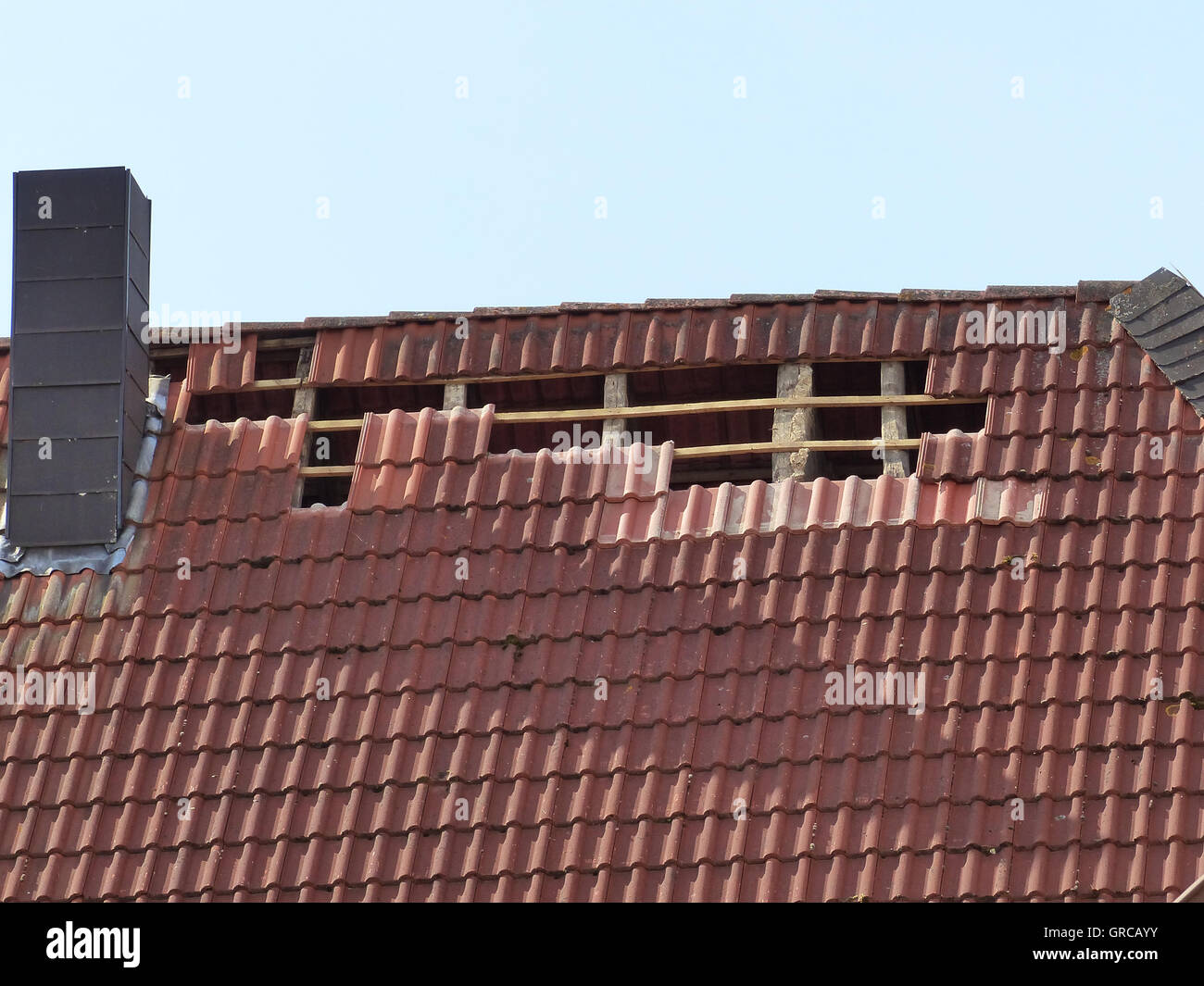Destroyed Roof After A Storm Stock Photo - Alamy