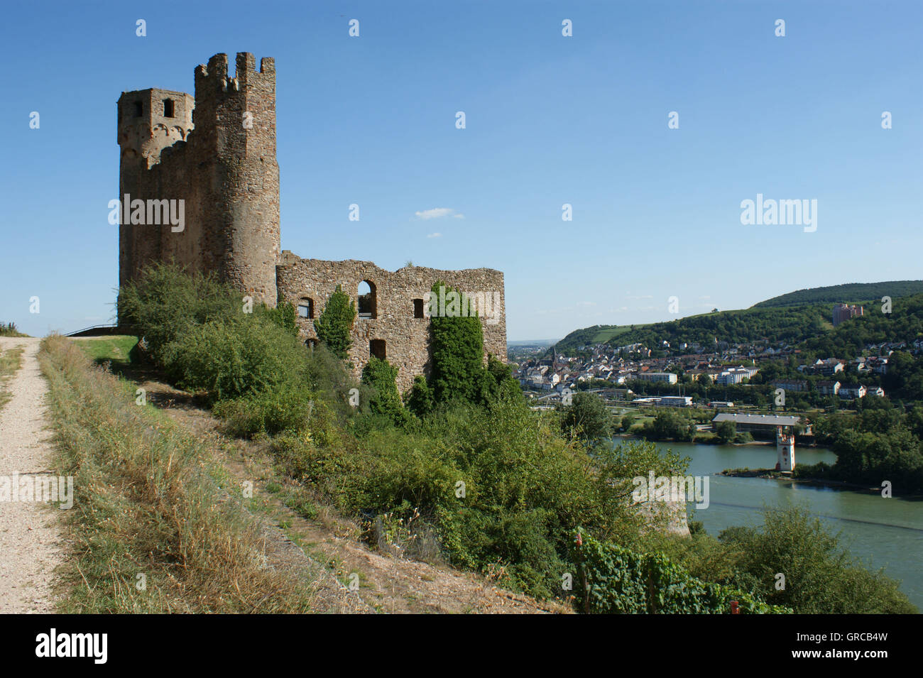 Castle Ehrenfels Next To Rudesheim At River Rhine, Hesse, Germany ...