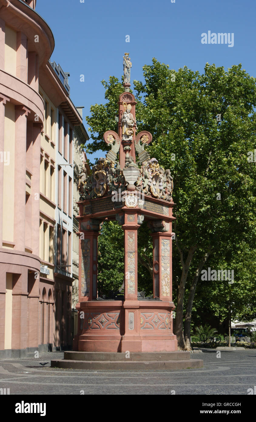 Marketplace With Market Fountain, Mainz, The State Capital Of Rhineland ...