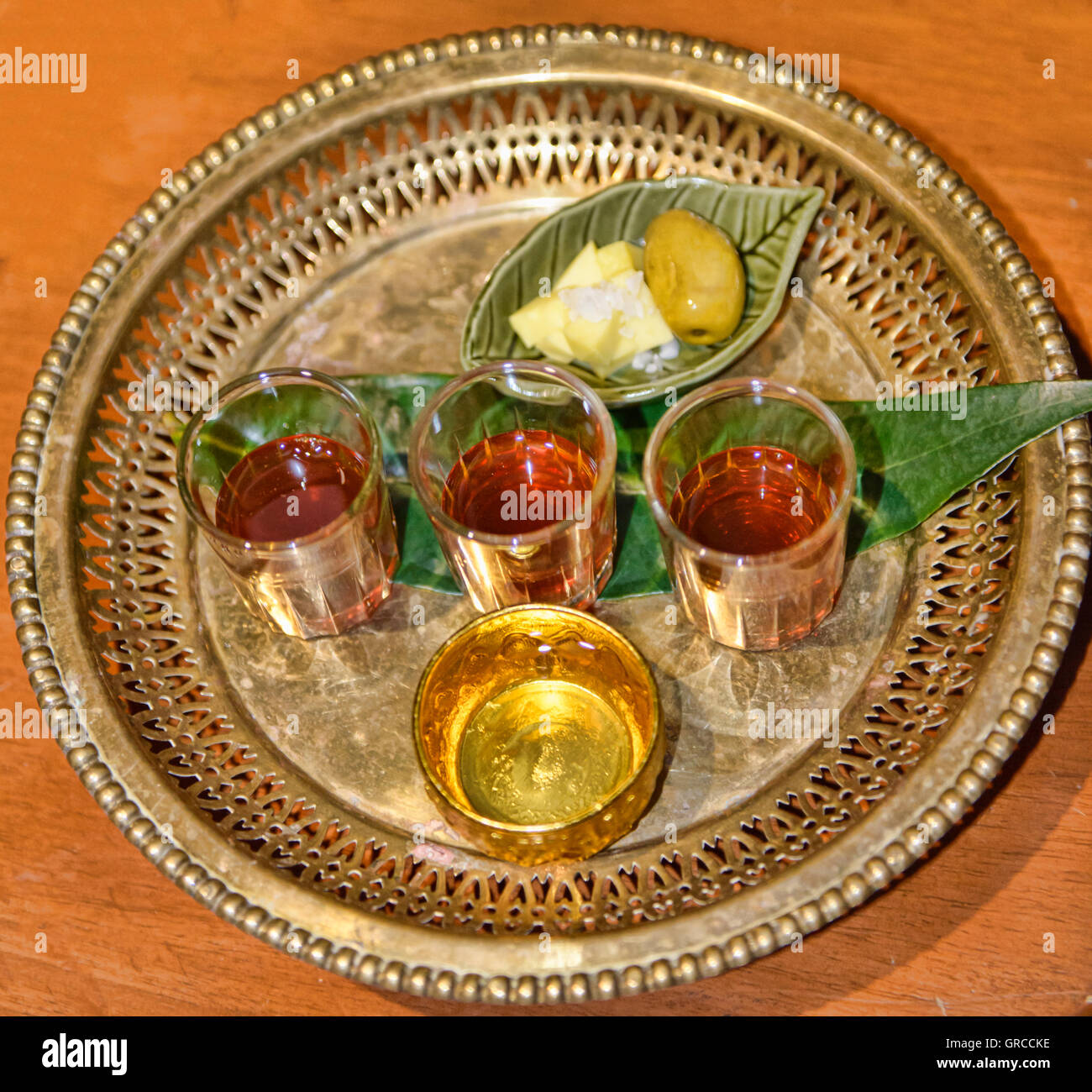 Fancy ya dong Thai white spirits with herbs at a bar in Bangkok ...