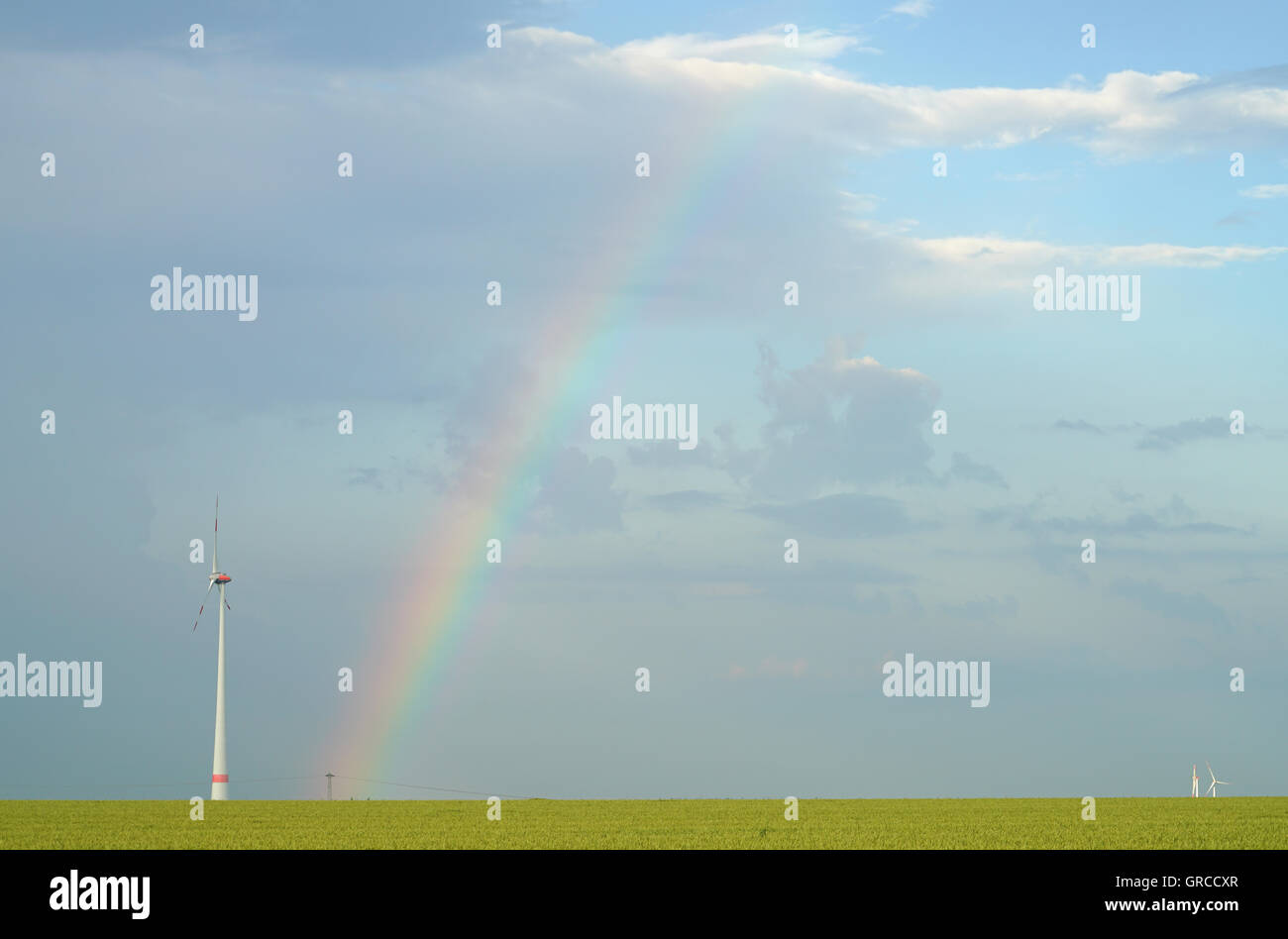 Rainbow and wind turbines hi-res stock photography and images - Alamy
