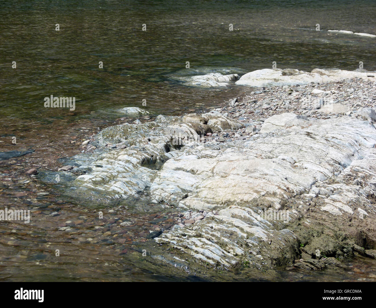 Rocks In River Rhine Visible Because Of Low Tide, Middle Rhine Stock ...