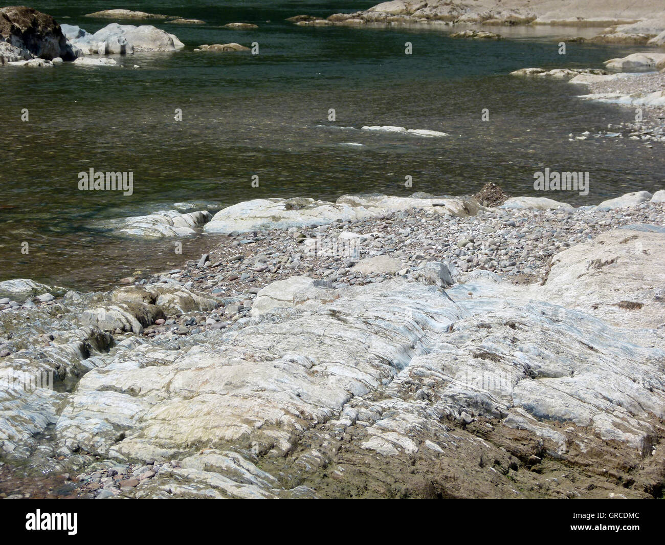 Rocks In River Rhine Visible Because Of Low Tide, Middle Rhine Stock ...