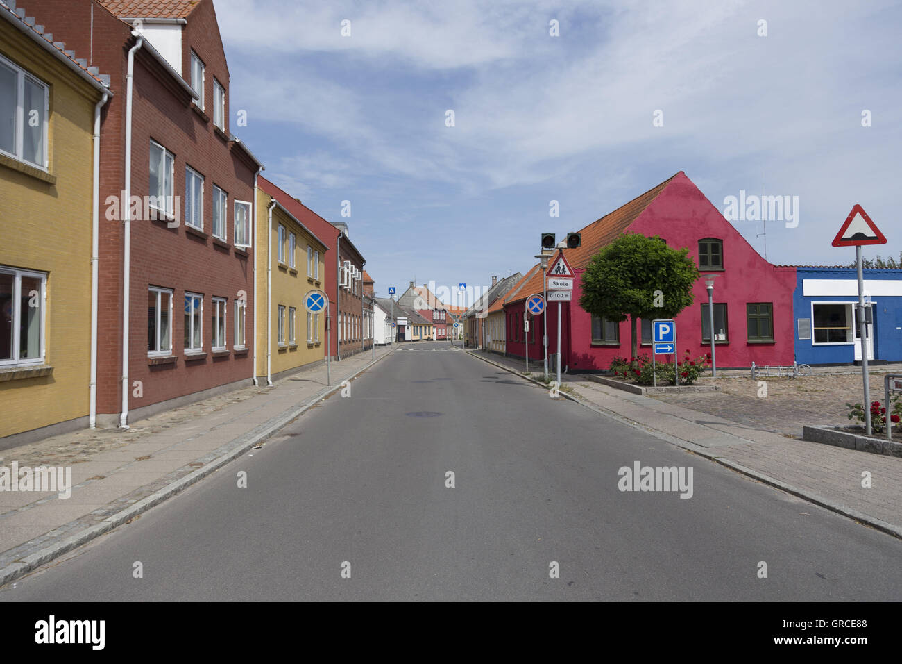 Red House At The Edge Of A Small Town Street In Rodby Stock Photo - Alamy