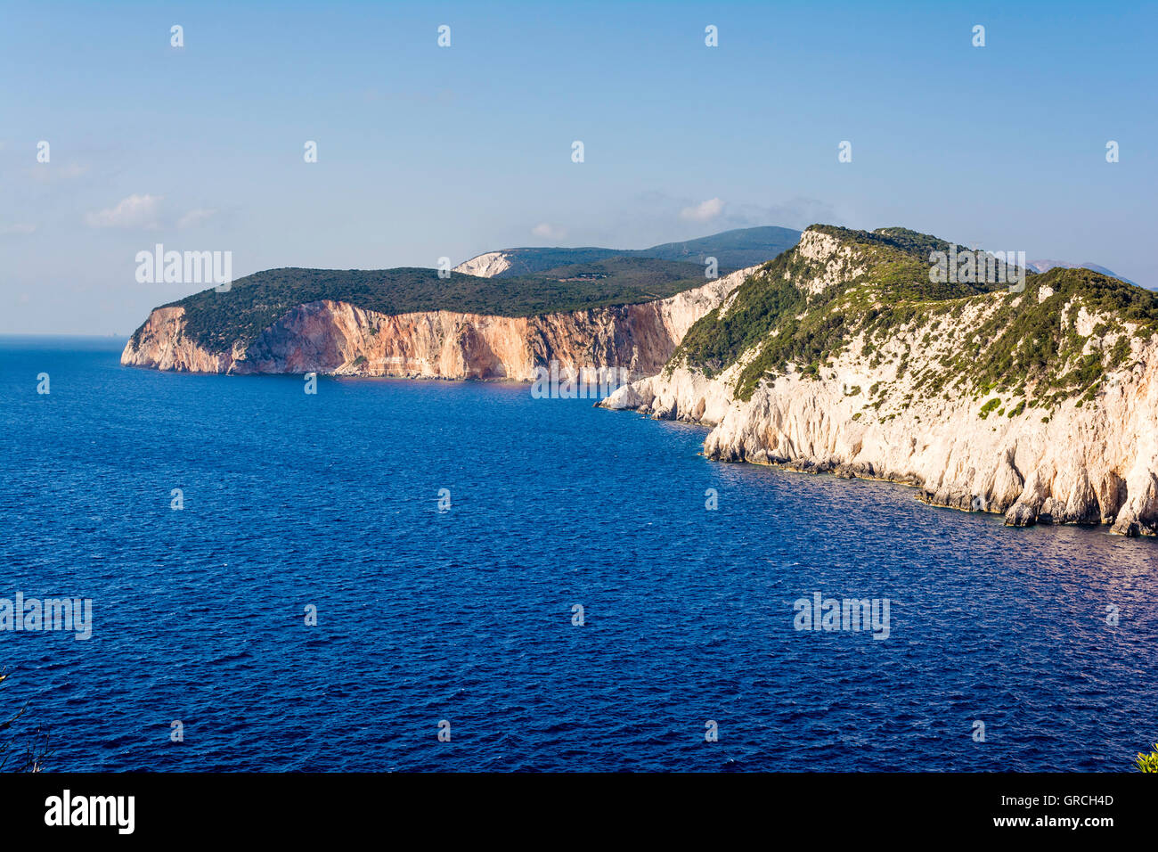 Beautiful top view coastline at Lefkada island in Greece Stock Photo ...