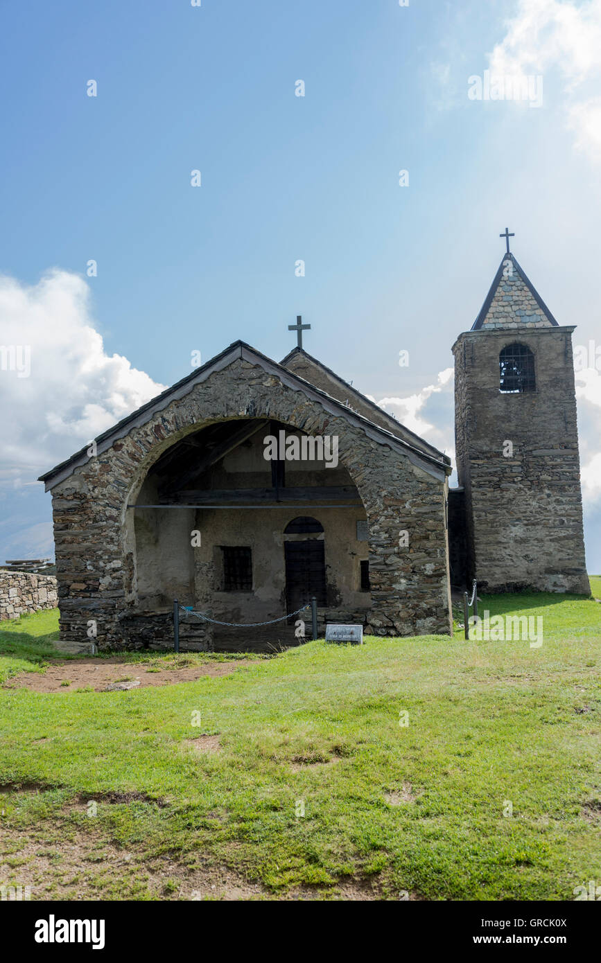 Romanesque Pilgrimage Church San Lucio In The Foreground, Blue Sky With ...