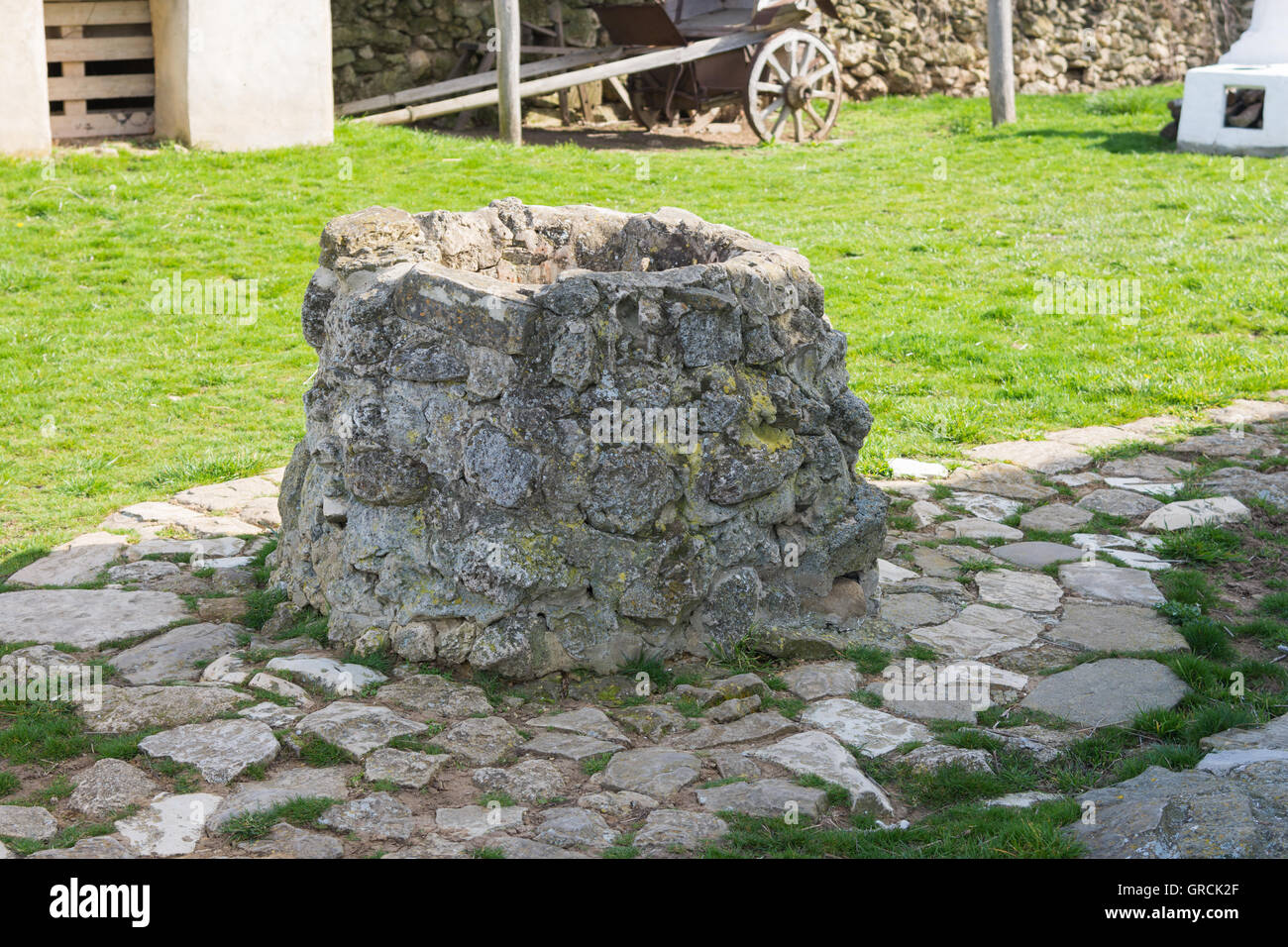 Taman, Russia - March 8, 2016: Old water well drinking water, exhibit ...