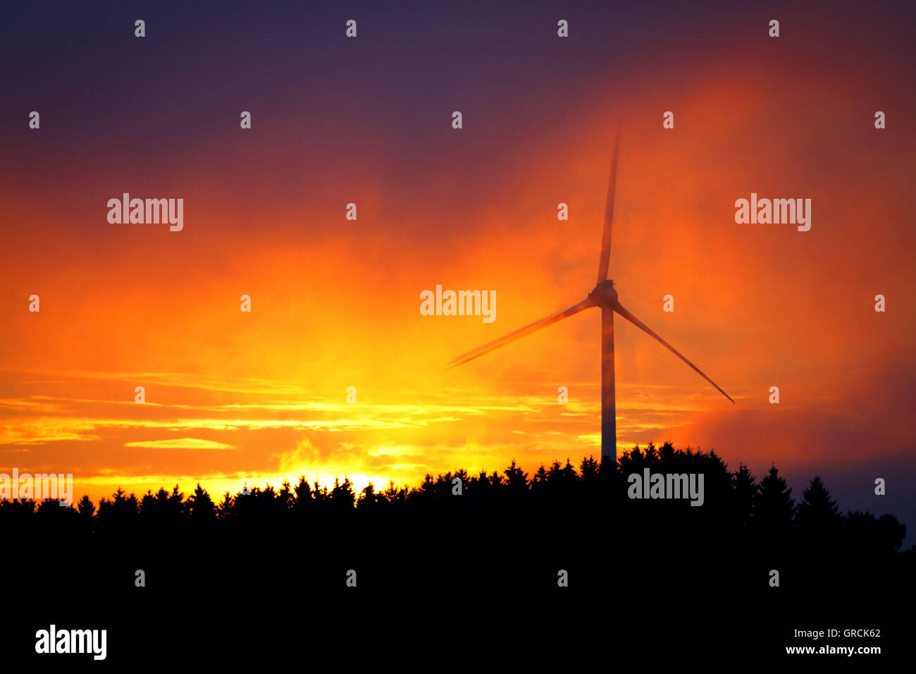 Wind Turbine In The Sunset Stock Photo - Alamy