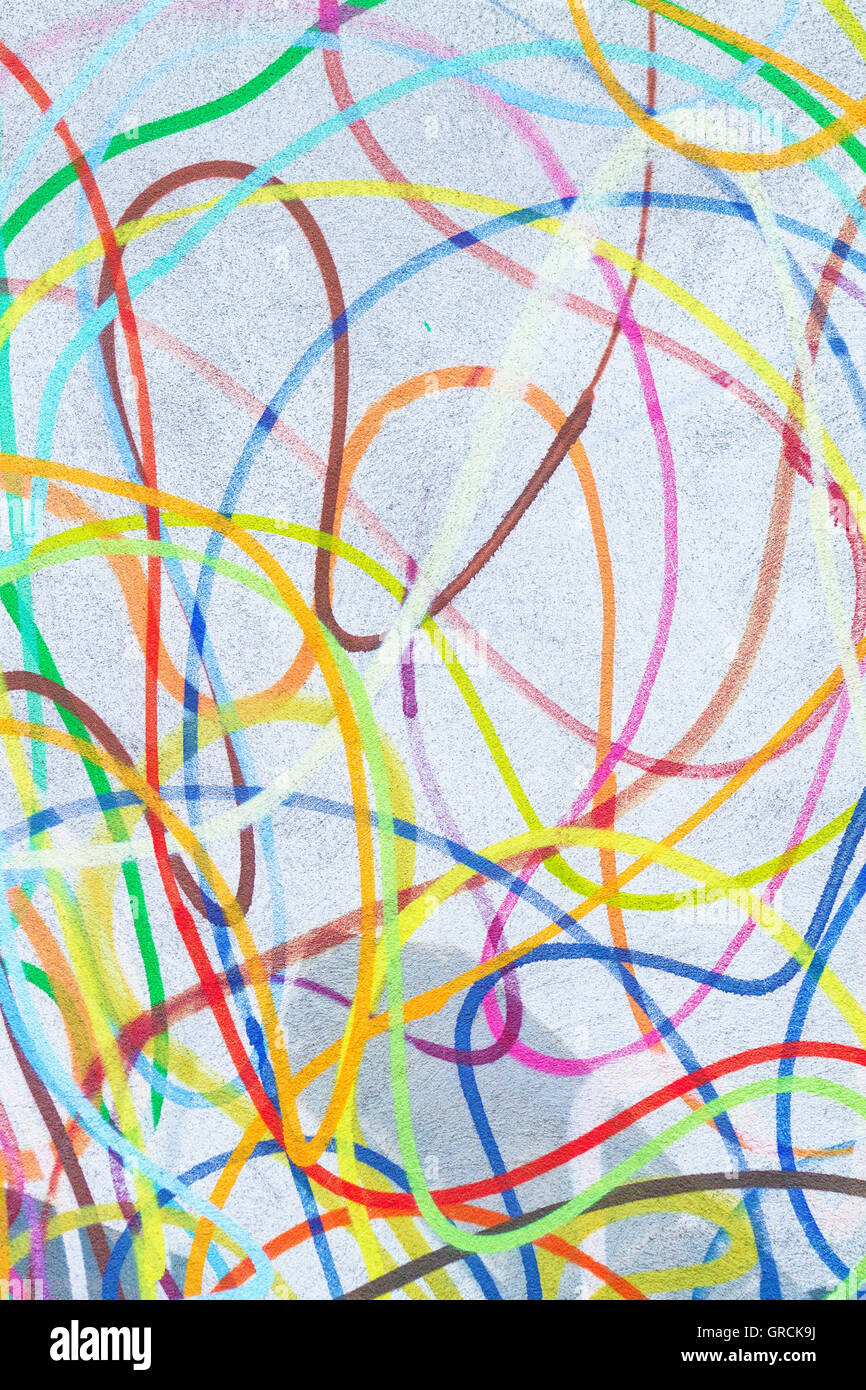 Colorful Intricate Lines On A Wall Stock Photo - Alamy