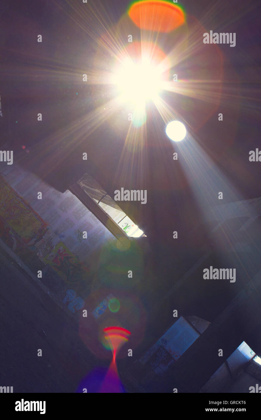 Light Beam In A Factory Building Stock Photo - Alamy