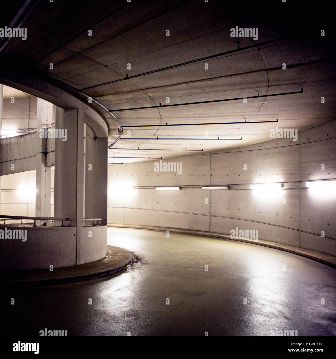 Illuminated Underground Driveway Stock Photo - Alamy