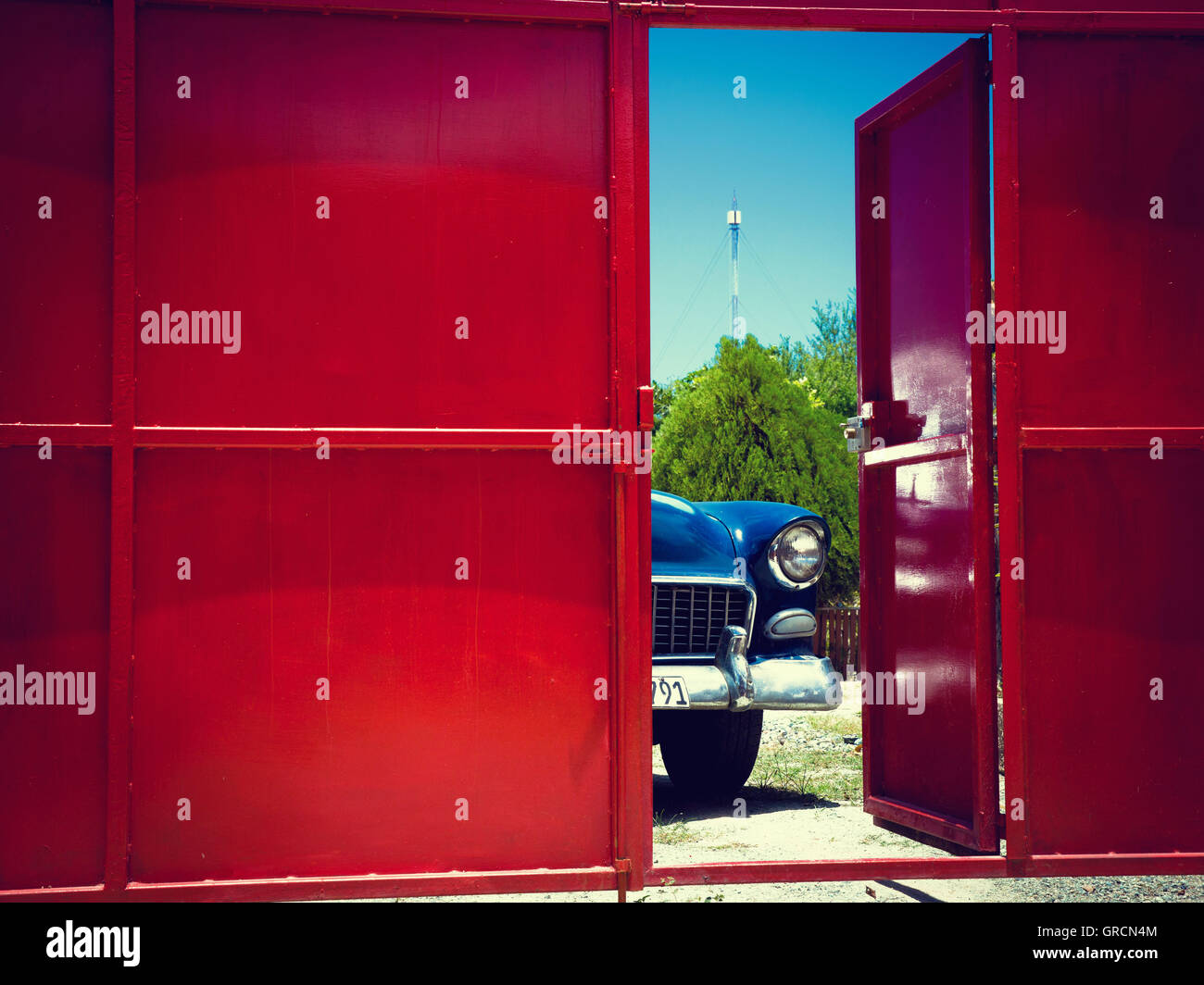 American Classic Car Rear Gate Stock Photo - Alamy