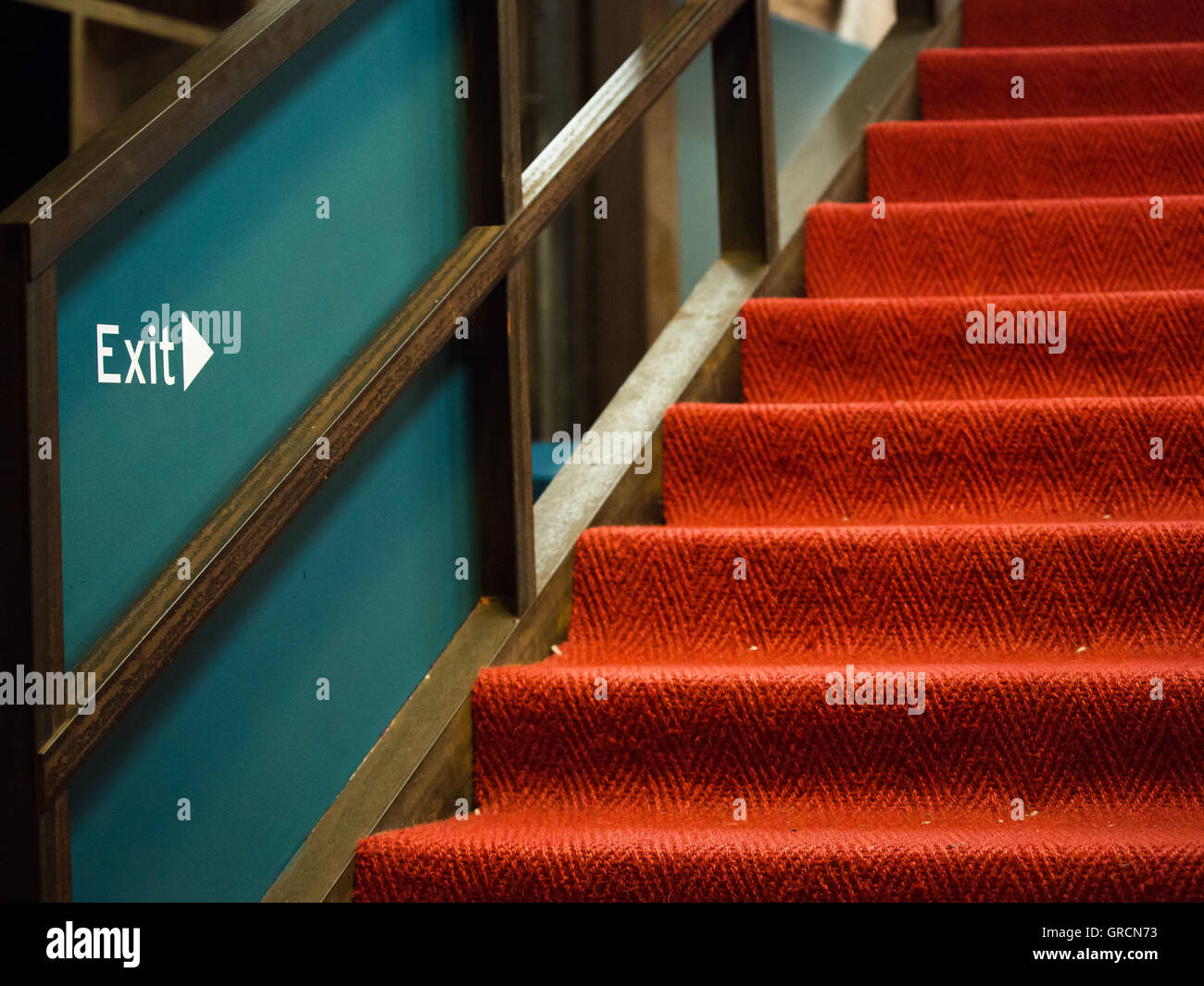 Exit Up The Stairs Stock Photo - Alamy