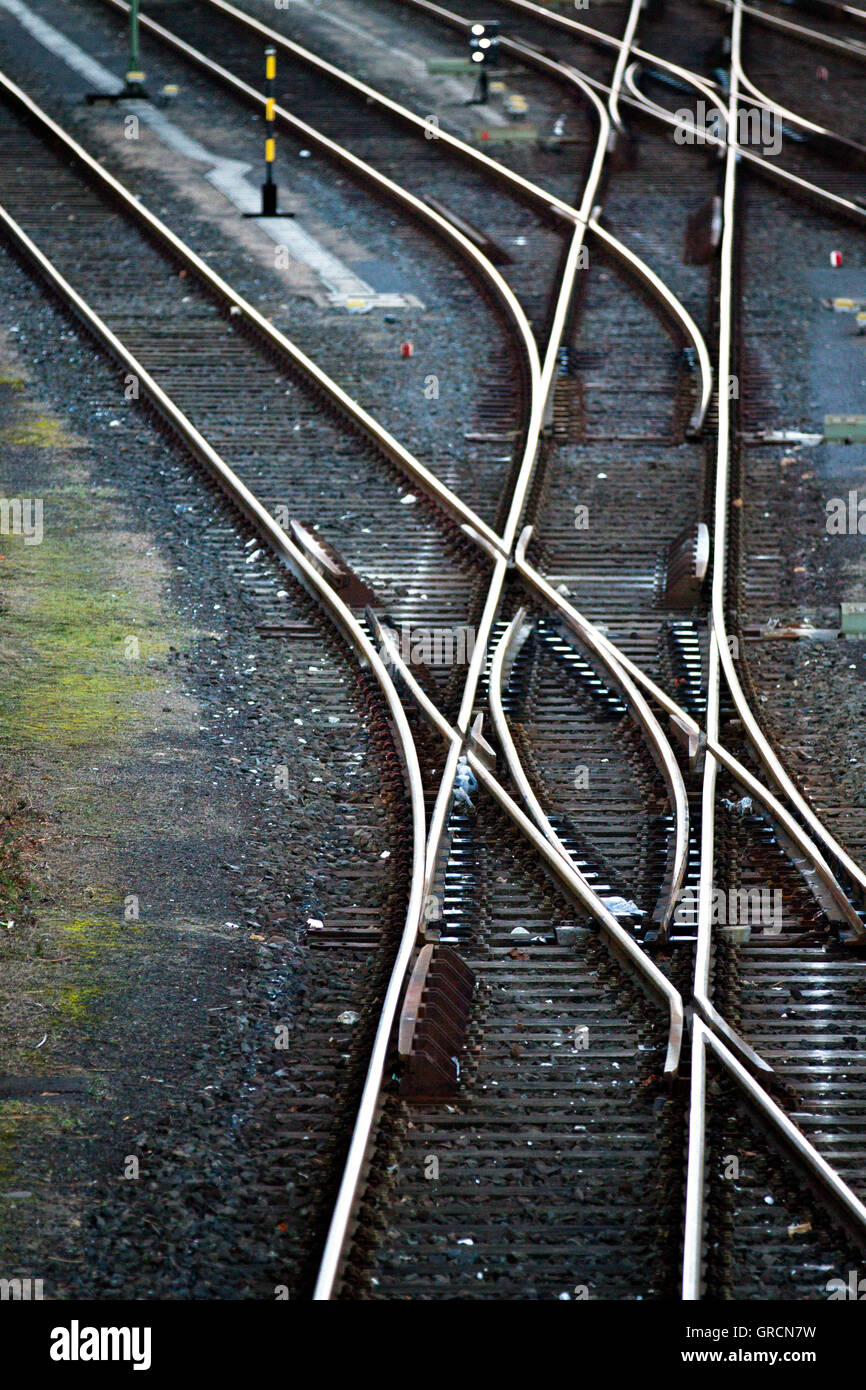 Rail Network With Switches Stock Photo - Alamy