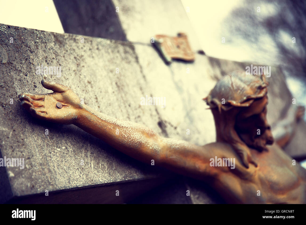 Jesus on cross ancient church hi-res stock photography and images - Alamy