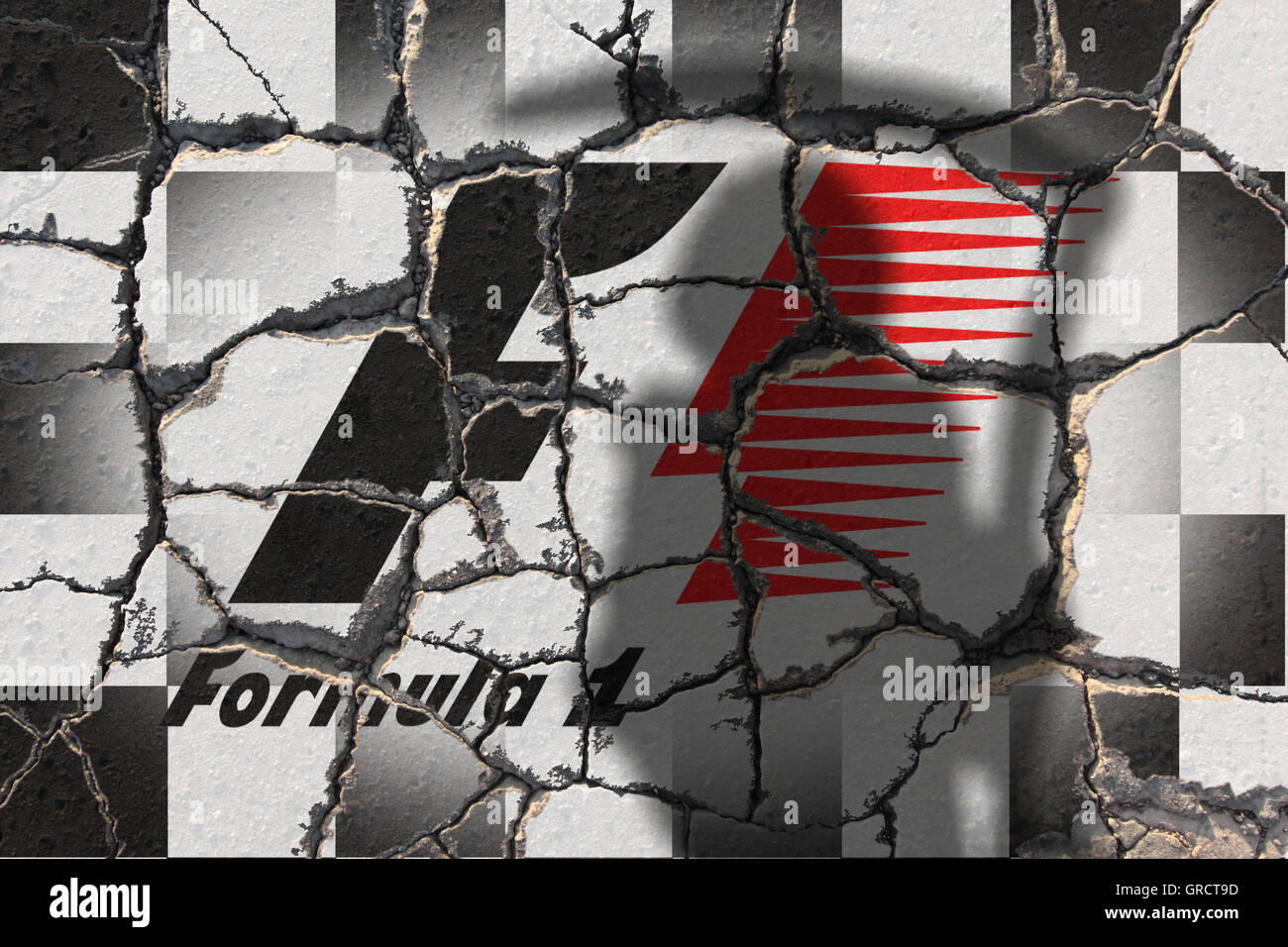 Eroding Checkered Flag With Formula One Sign Stock Photo - Alamy