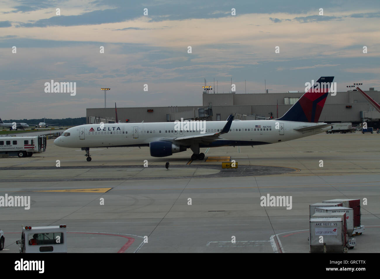 Delta airliner at airport. USA Stock Photo - Alamy