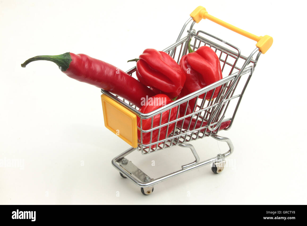 Red Hot Habanero Chili Peppers In A Shopping Cart Stock Photo - Alamy